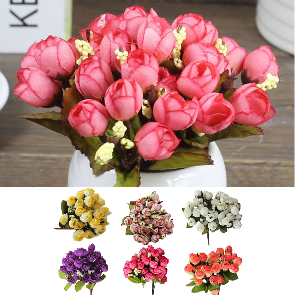 Travelwant Fake Peonies Artificial Roses Flower Bouquets Silk Roses ...