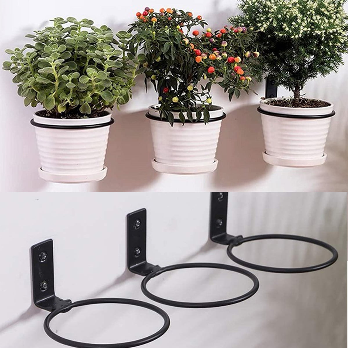 Travelwant Outdoor Flower Pot Holder Ring, Wall Mounted Metal Planter ...
