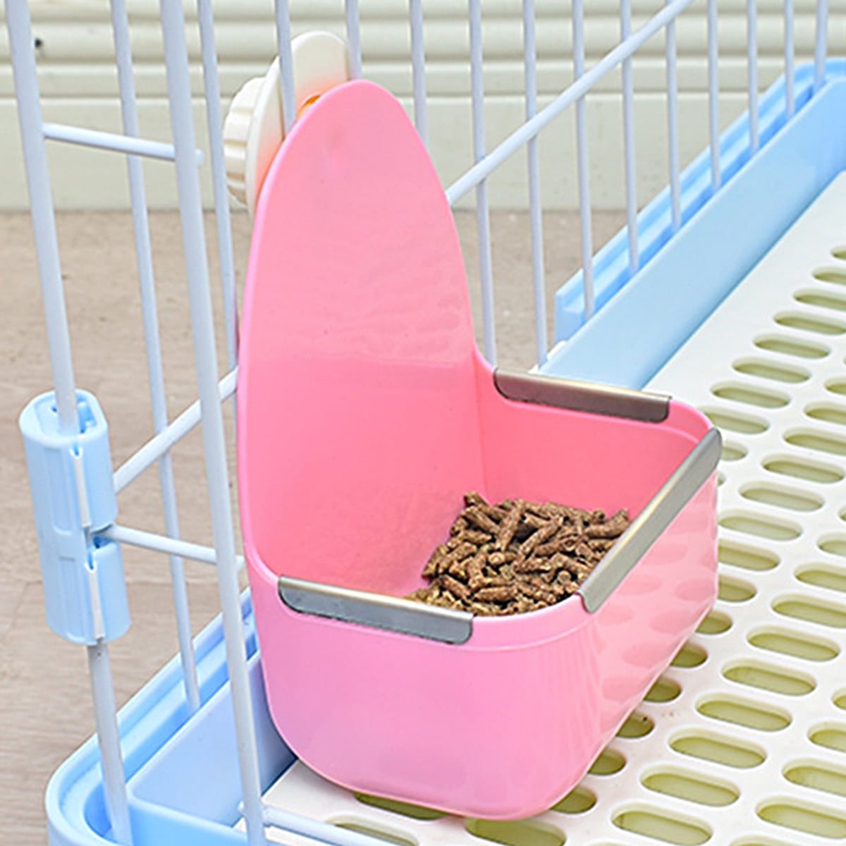 Travelwant Food and Water Bowl Cage Feeder for Rabbits Dish Feeder ...