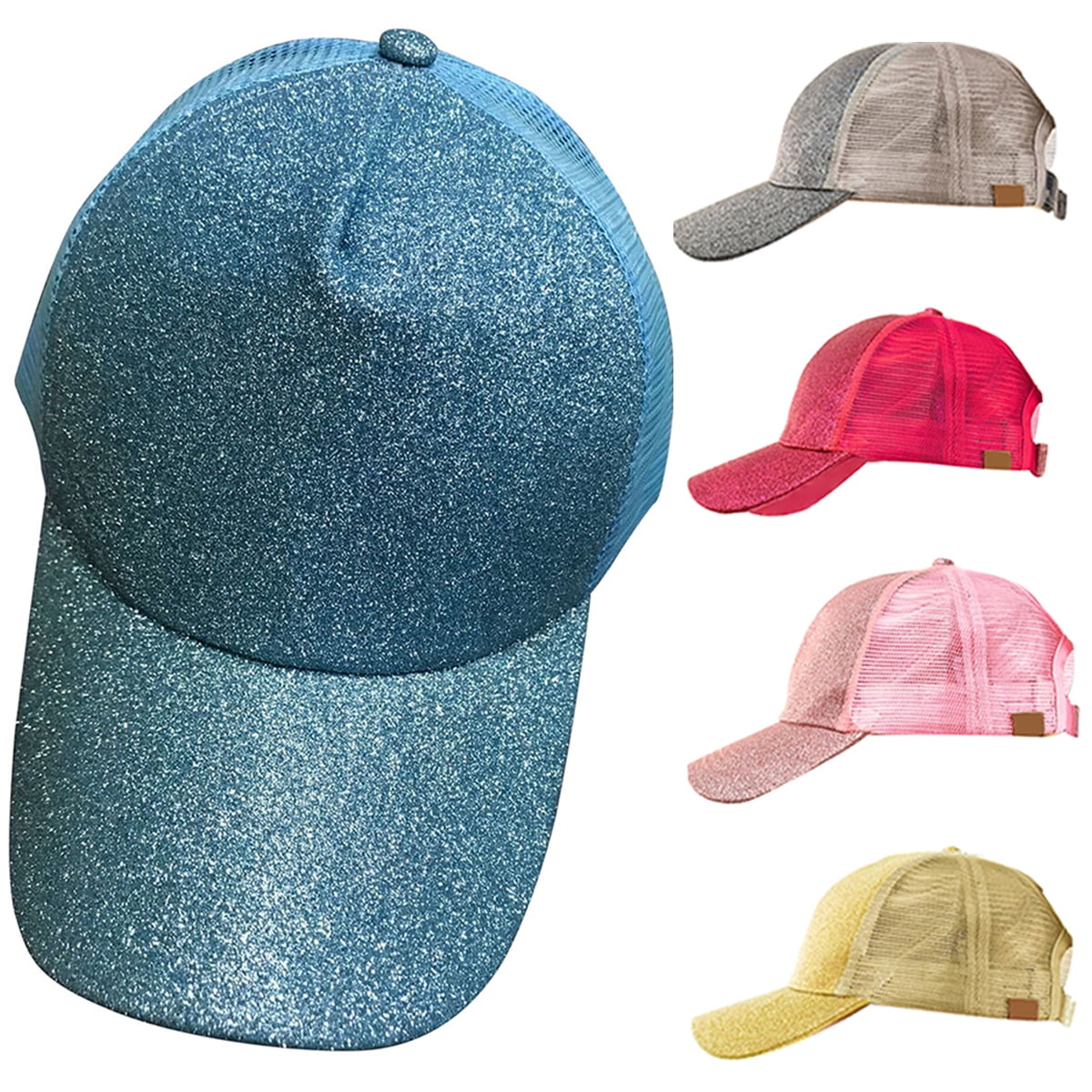 Travelwant Girls Baseball Hats Kids Glitter Ponytail Hats Adjustable ...