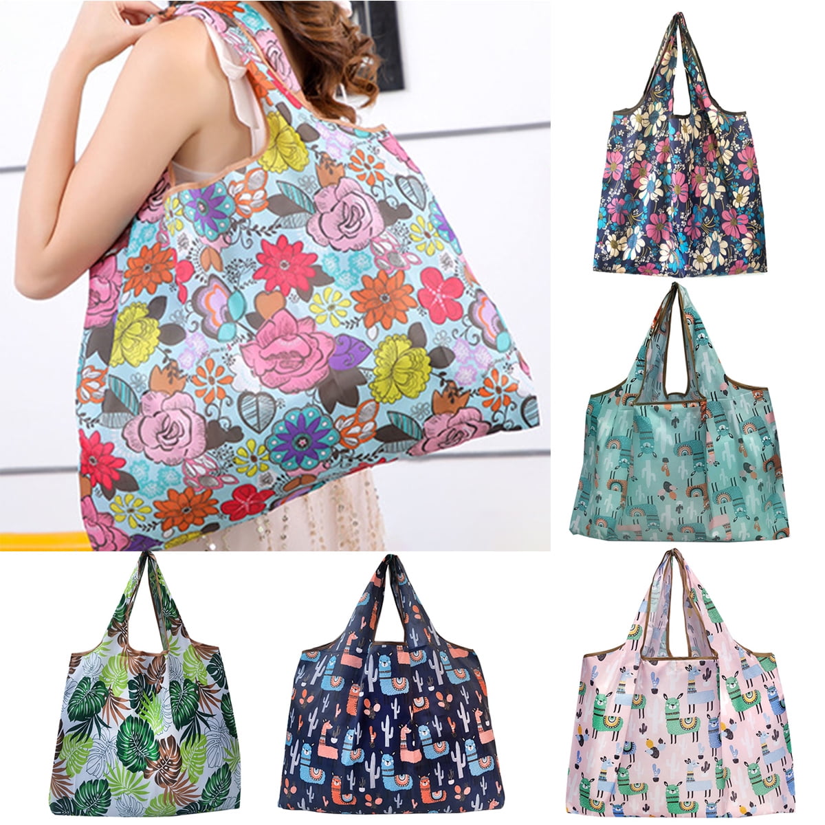 Travelwant Grocery Bags Reusable Foldable Shopping Bags Large Cute Groceries Bags with Pouch ...