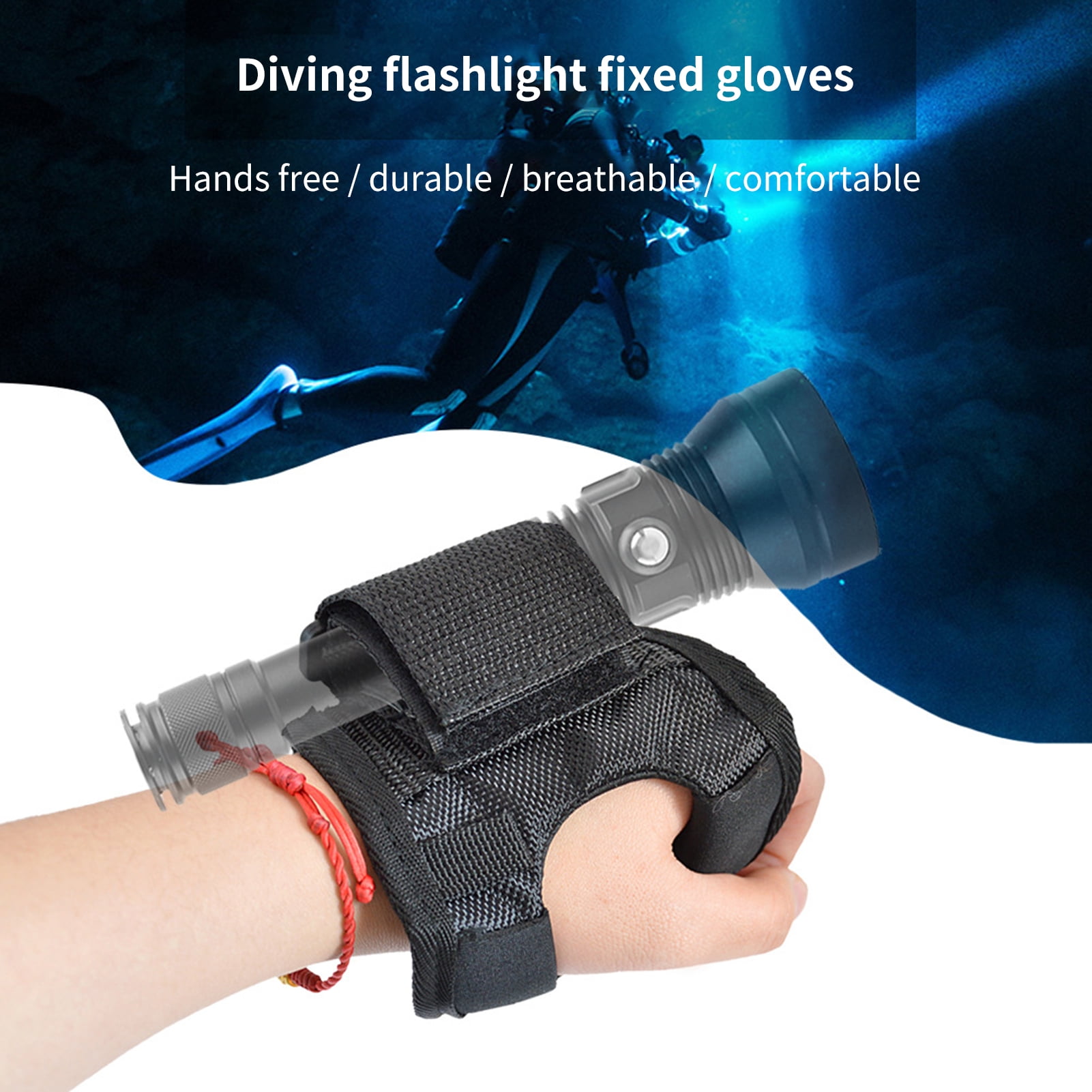 Travelwant Hands-Free Universal Diving Flashlight Glove Oxford Cloth ...