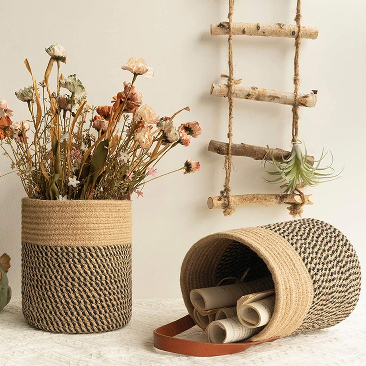 Travelwant Hanging Woven Wall Basket Hanging Planter for Kitchen Decor ...