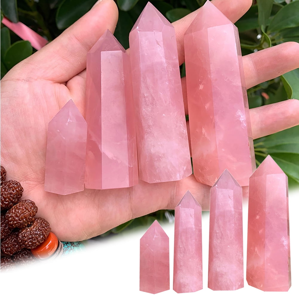 Travelwant Healing Crystal Wands 6 Faceted Single Point Natural Rose ...
