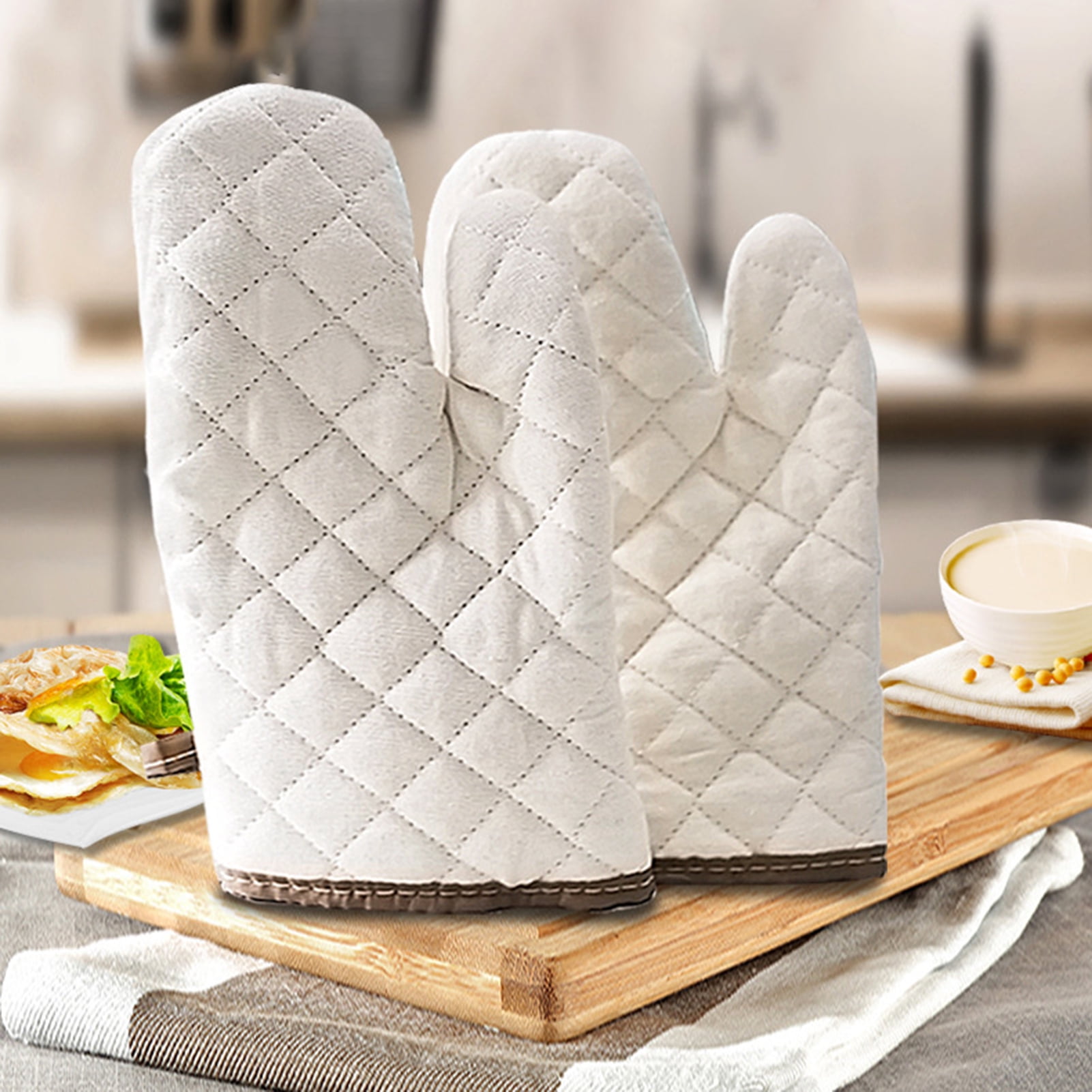 Travelwant Heat Resistant Thick Cotton Oven Mitts, Soft Quilted Lining ...