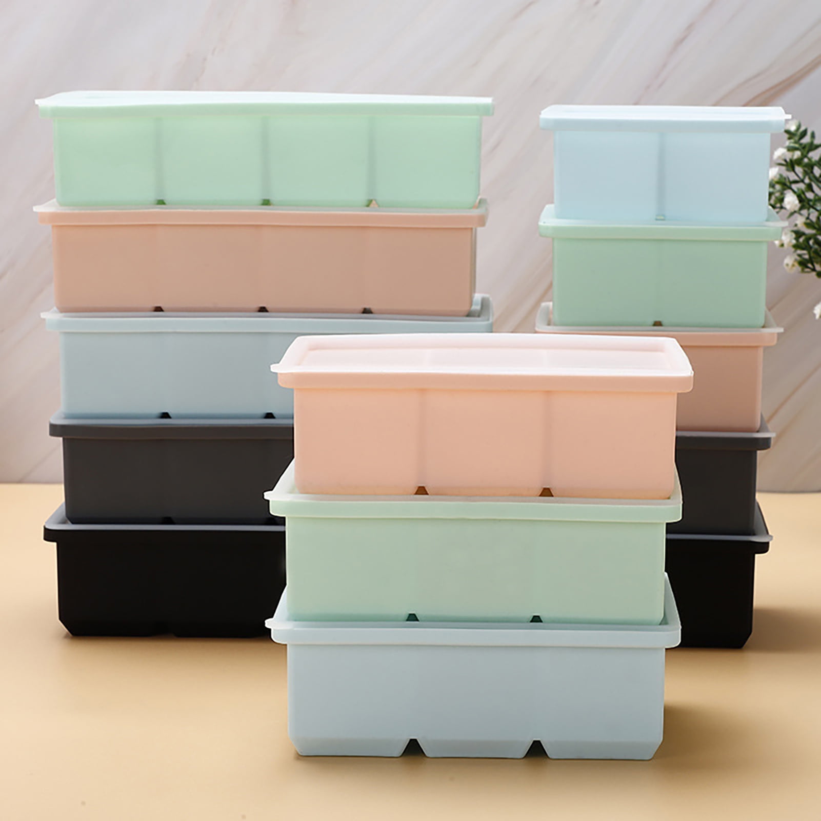 Travelwant Ice Cube Trays, Reusable Silicone Ice Cube Molds with Spill ...