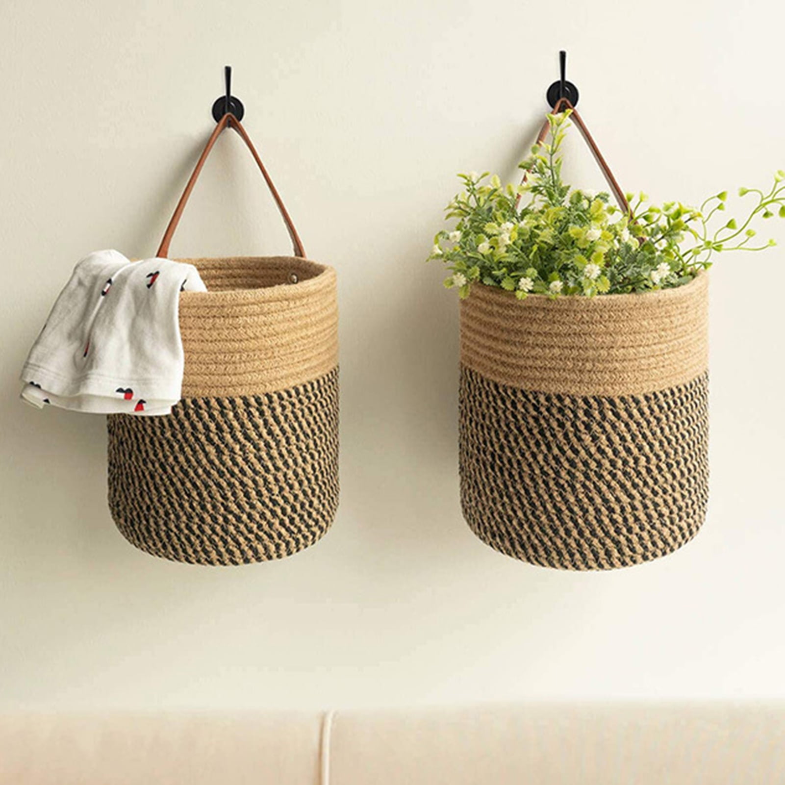 Travelwant Jute Hanging Basket - Small Woven Fern Hanging Rope Basket ...