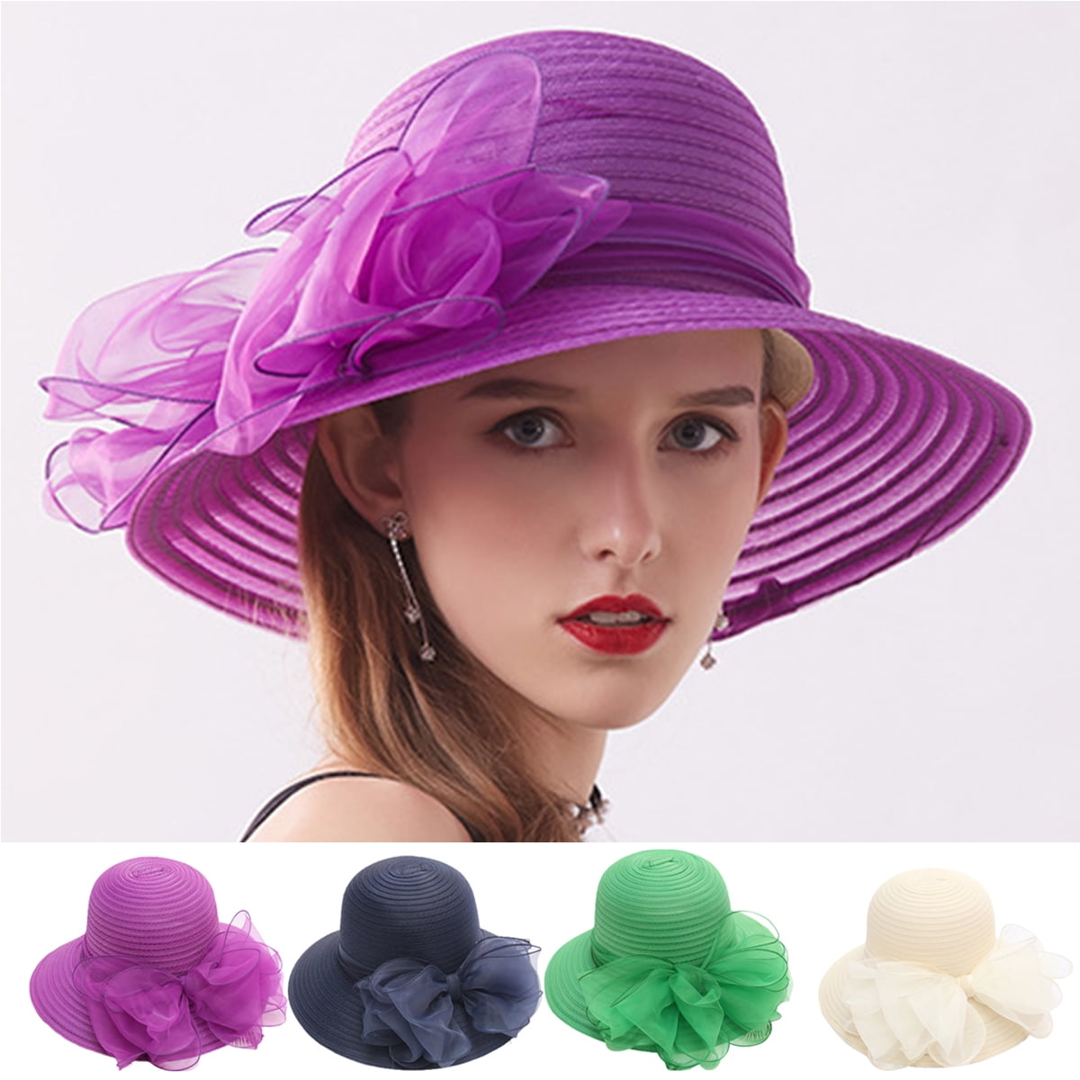 Travelwant Lady Derby Dress Church Cloche Hat Bow Bucket Wedding Bowler ...