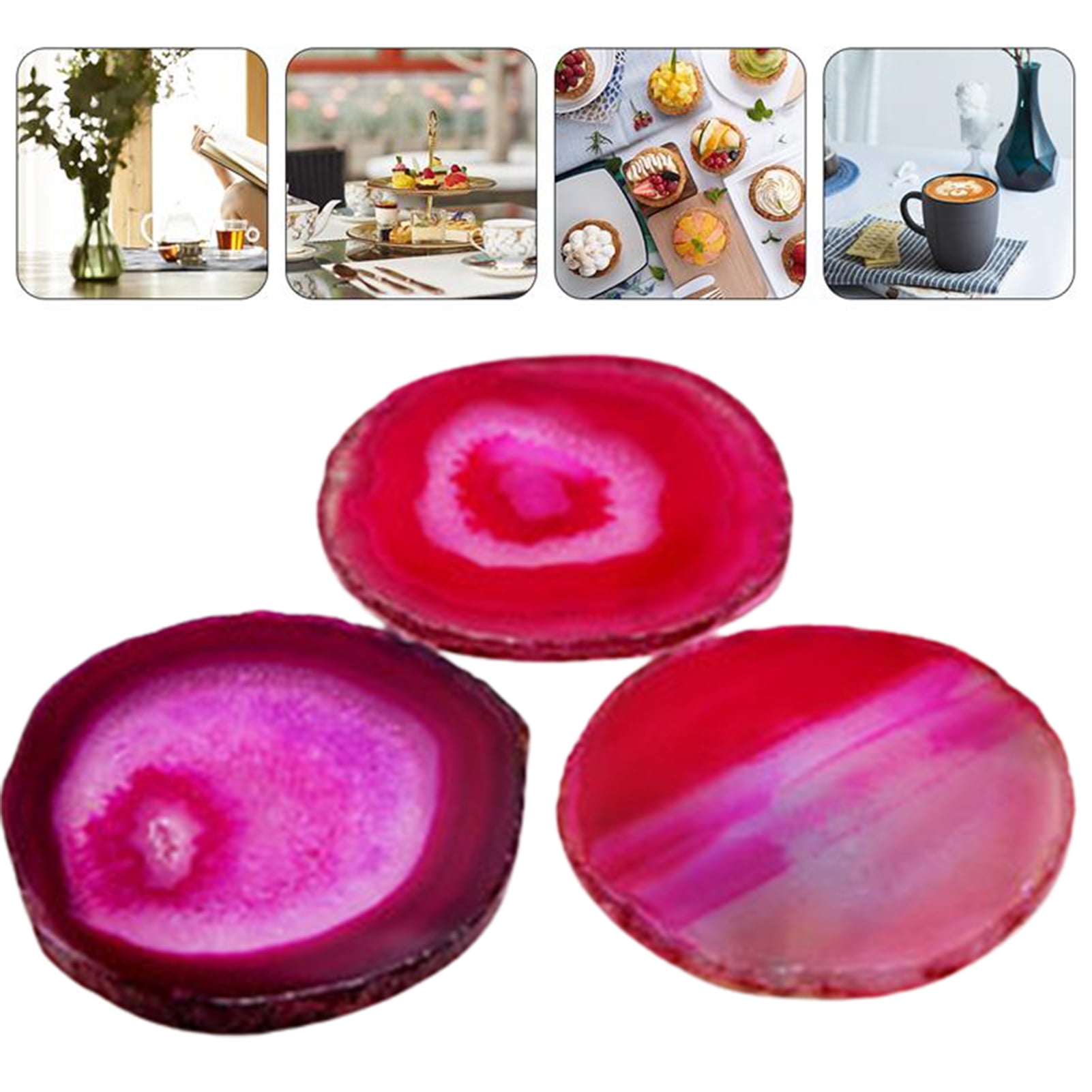 Travelwant Natural Agate Coasters for Drinks, Geode Stone Coasters ...