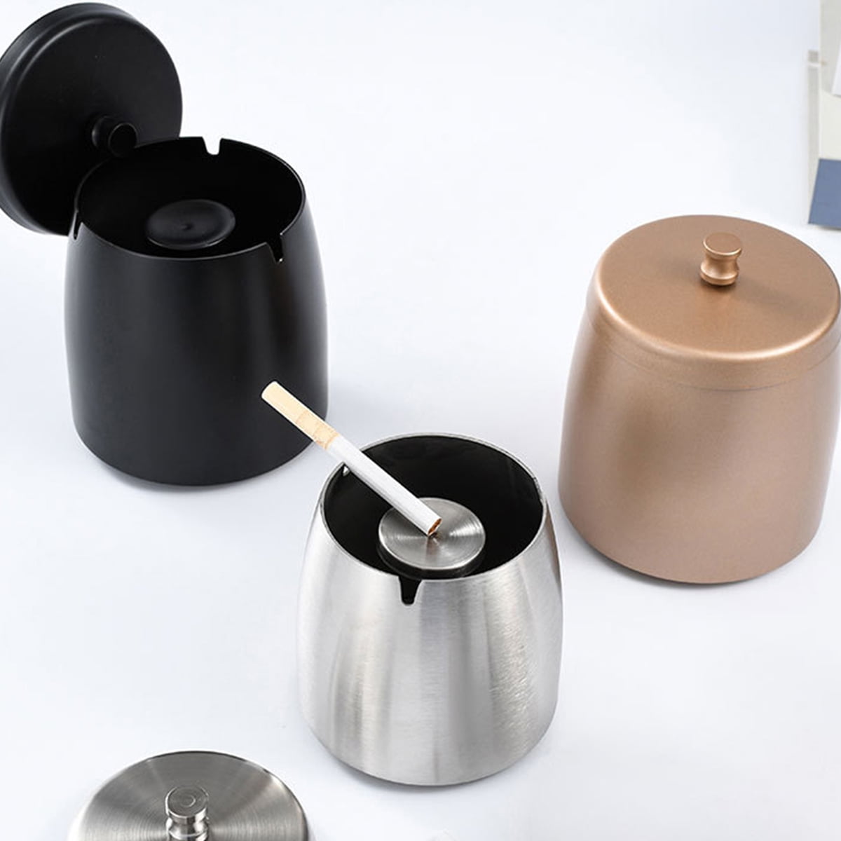 Travelwant Outdoor Ashtray with Lid Smokeless Stainless Steel Ash Trays ...