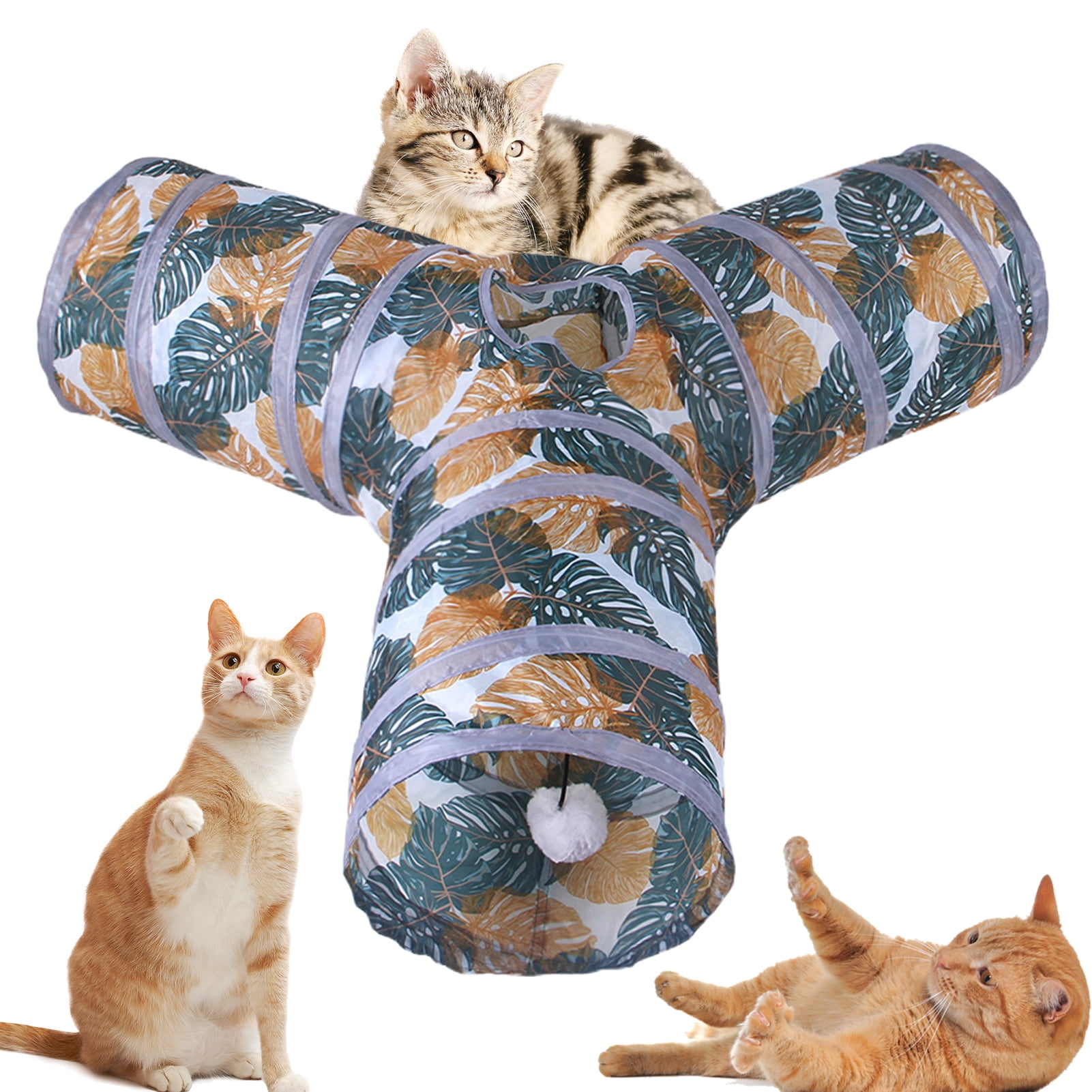 Travelwant Pet Cat Tunnel Tube Cat Toys 3 Way Collapsible, Cat Tunnels ...