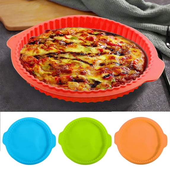 Travelwant 10 Inches Round Non-Stick Silicone Pie Pan with Soft Wave ...