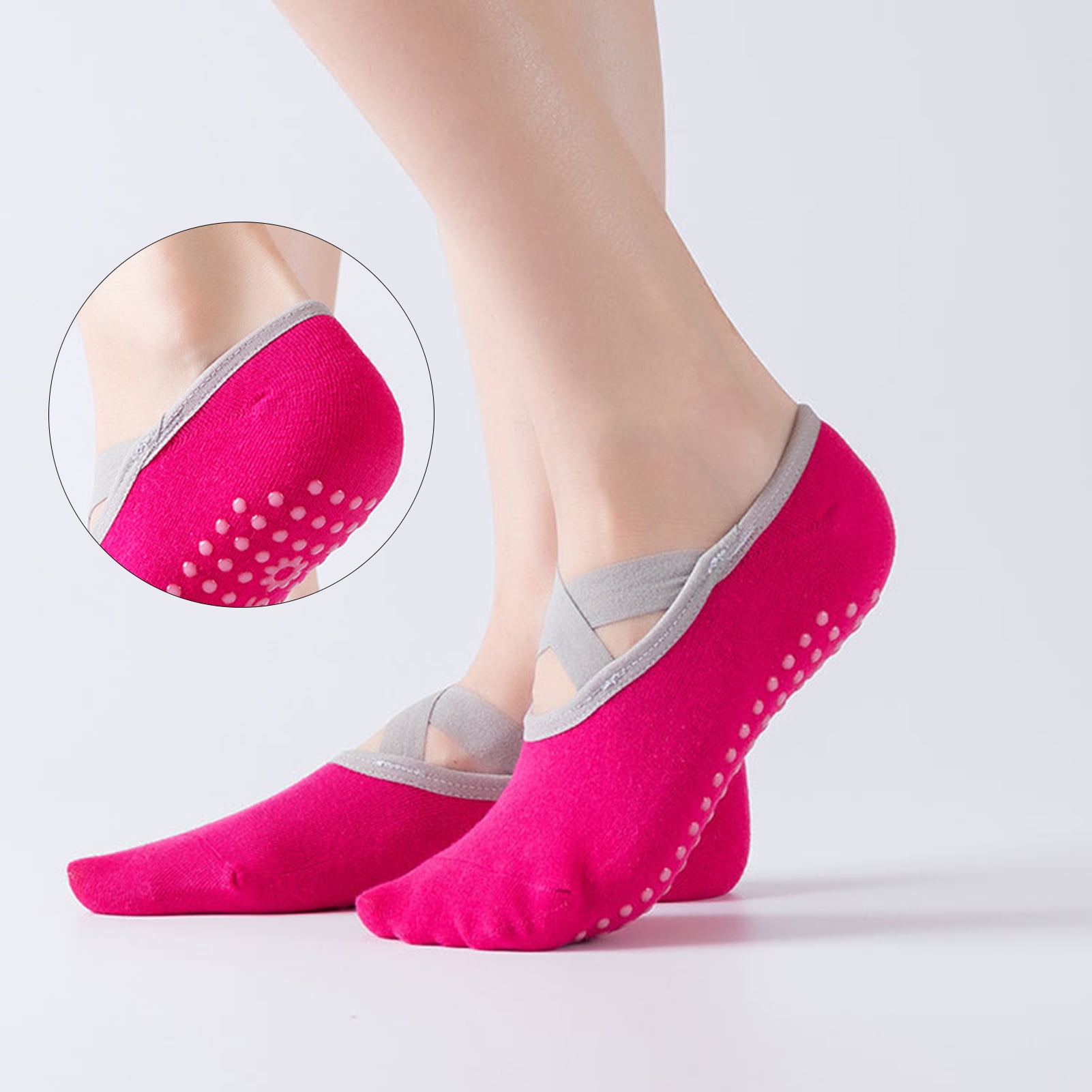 Travelwant Pilates Yoga Non Slip Grips Socks - Sticky Ballet Workout ...