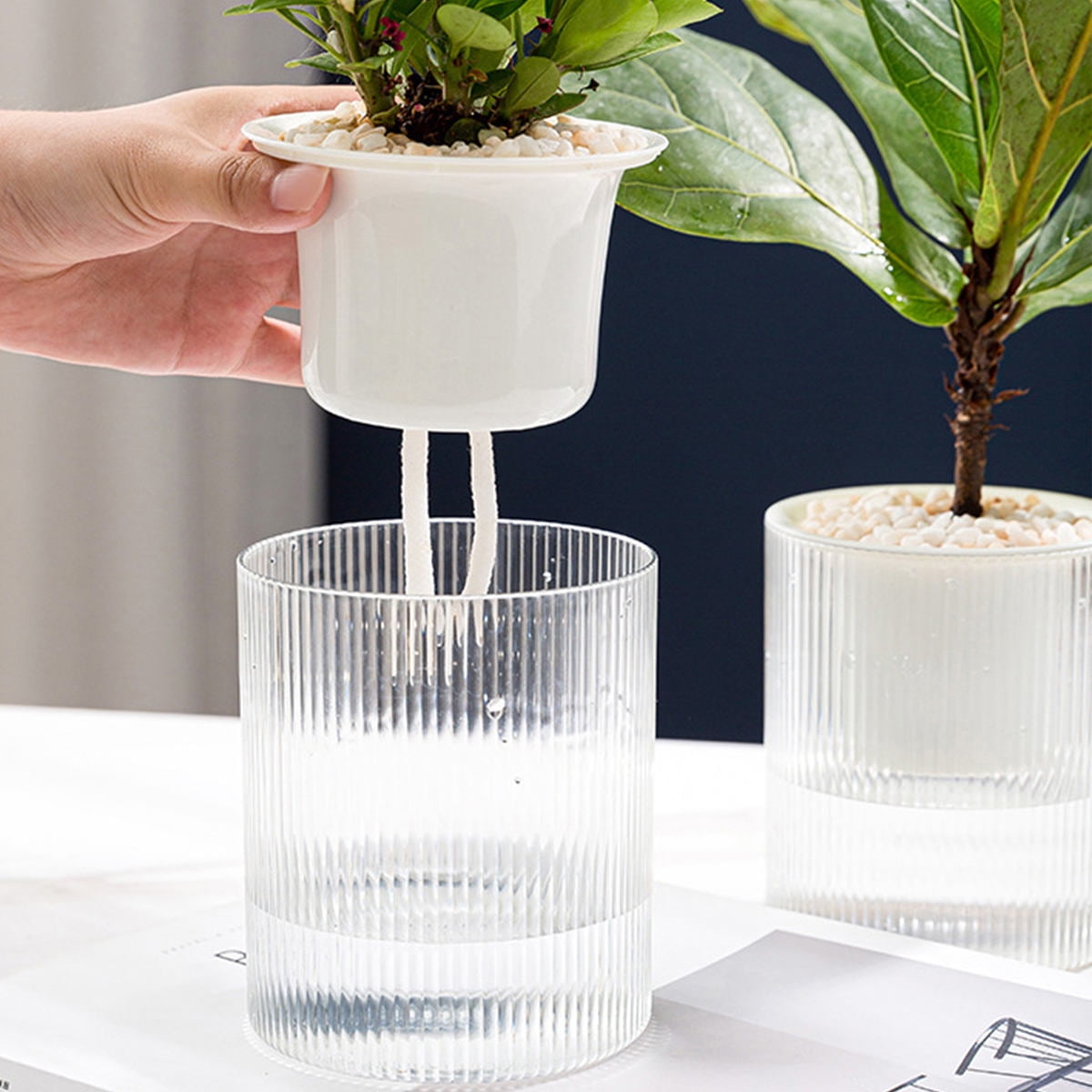 Travelwant Plant Pots, Self Watering Pots High Drainage Planters with ...