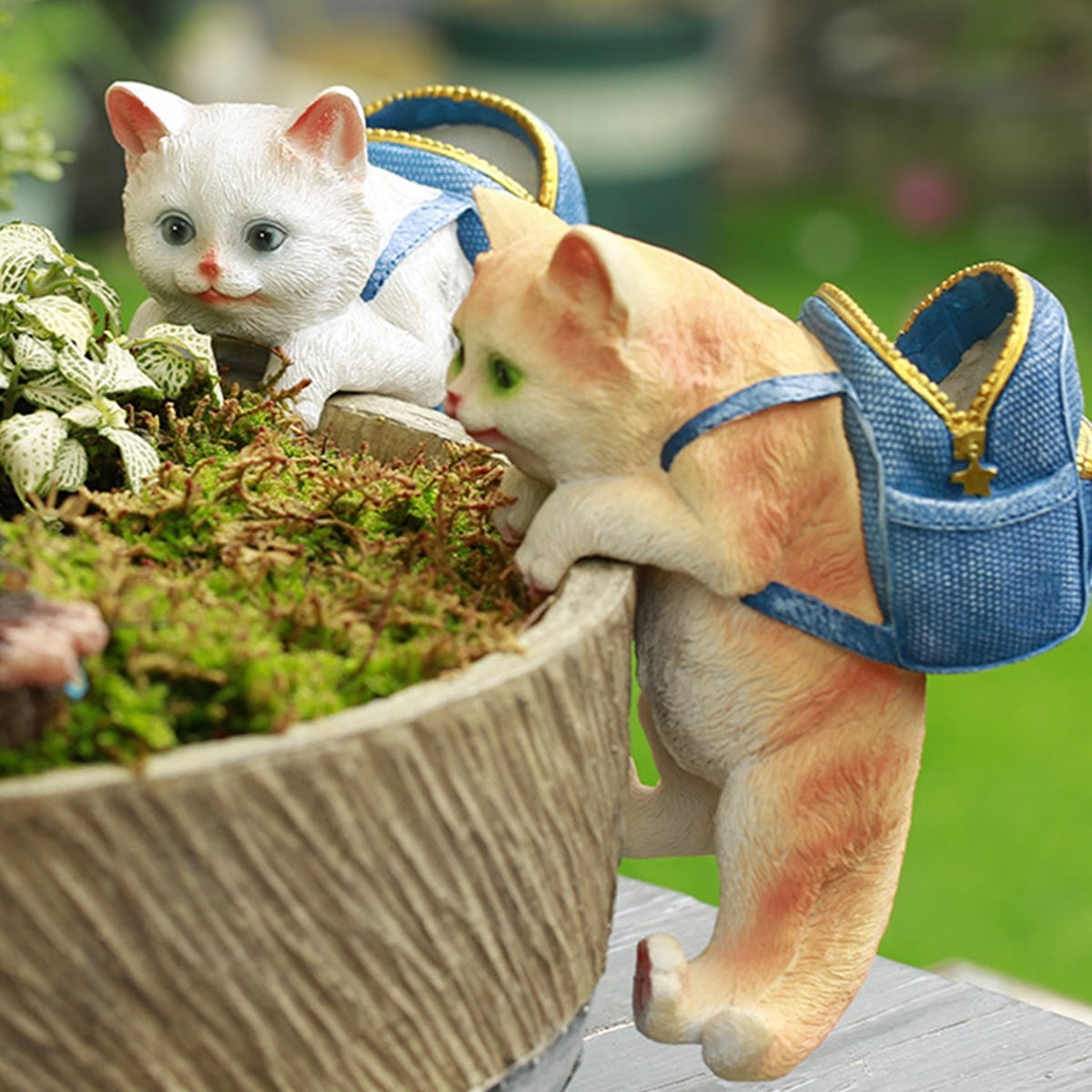 Travelwant Pot Pal Hanging Orange Tabby Cat Statue with Glass Eyes Hand ...