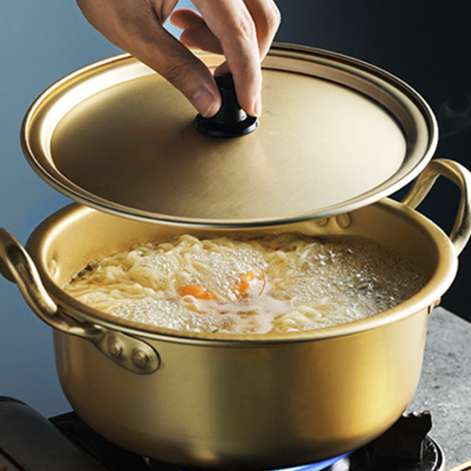 Travelwant Ramen Pot, Korean Soup Kitchenware: Aluminum Vessel with Lid ...