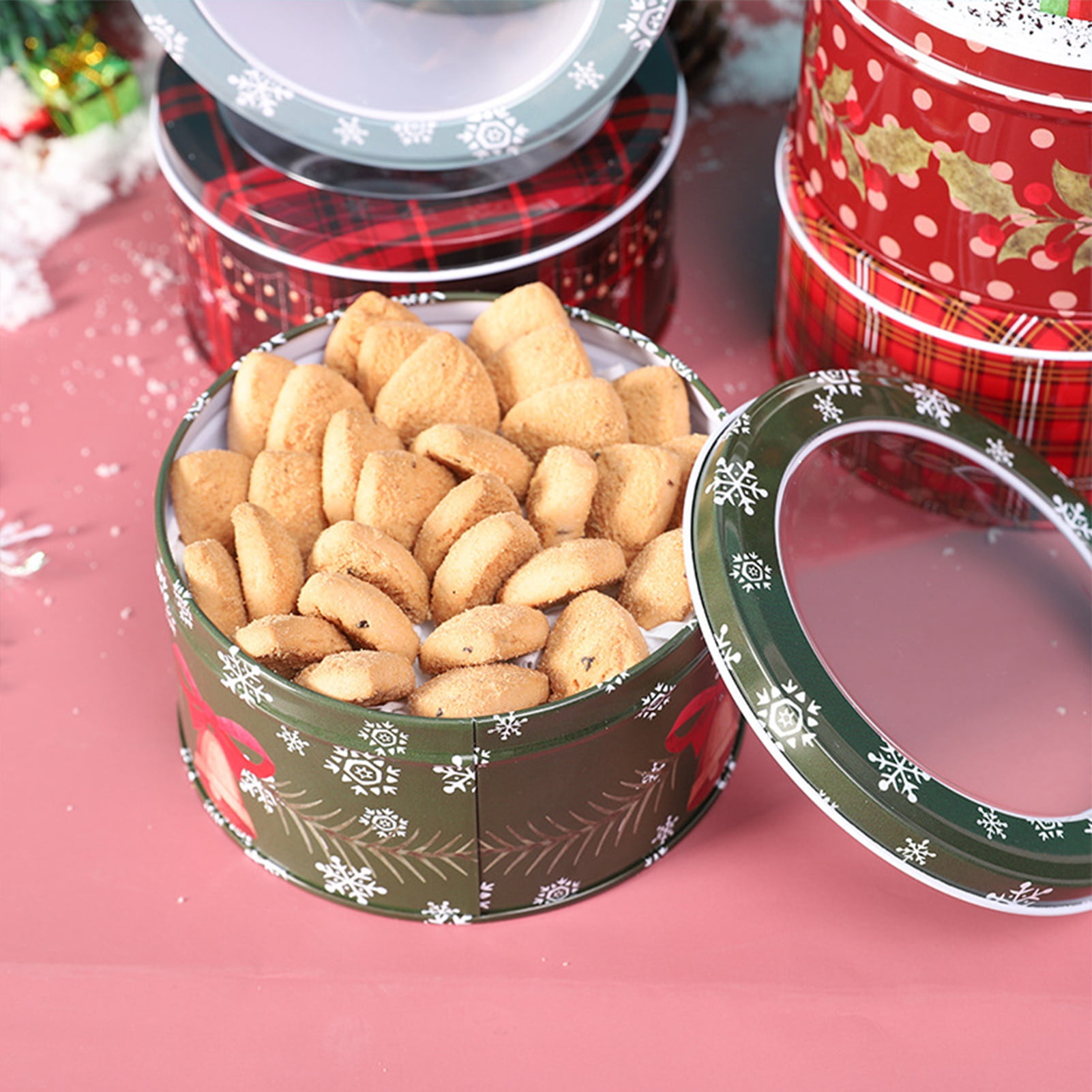 Travelwant Red Striped Cookie Tins Baked Goods and Cake Tins for ...