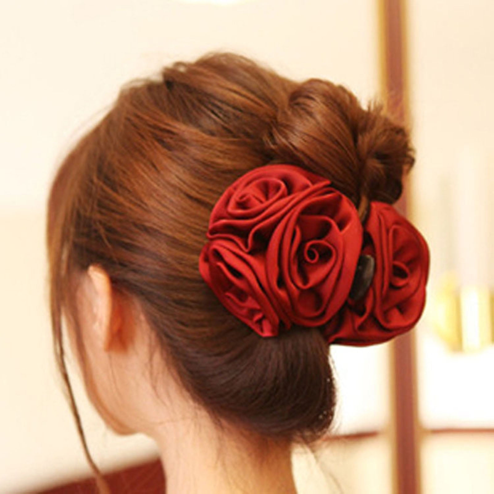 Travelwant Rose Hair Claw Clip Beautiful Chiffon Bow Hair Jaw Clip ...
