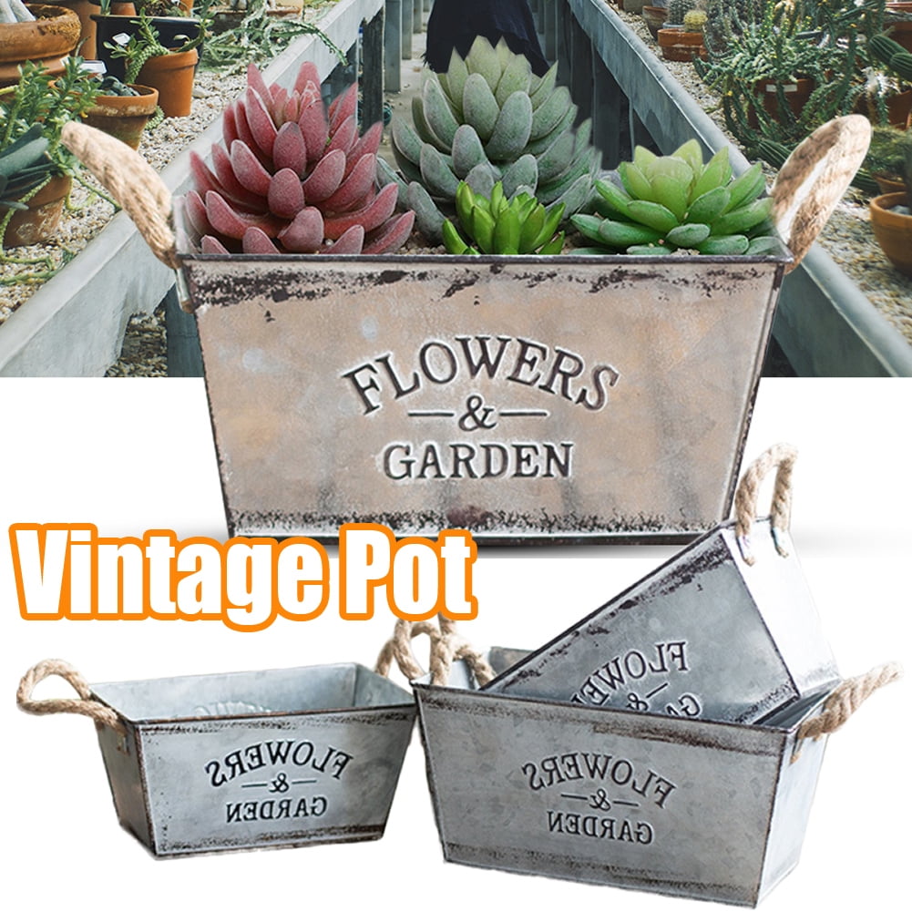 Travelwant Rustic Metal Planter Box with Handles,Farmhouse Succulents ...