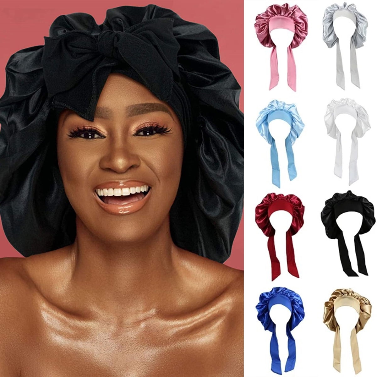 Travelwant Satin Bonnet Silk Bonnet Hair Bonnet Jumbo Size For Sleeping ...