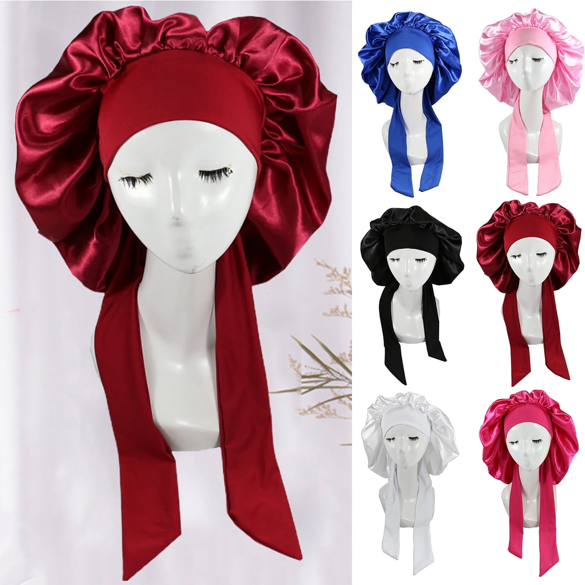 Travelwant Satin Bonnet for Black Women, Silk Bonnet for Curly Hair ...