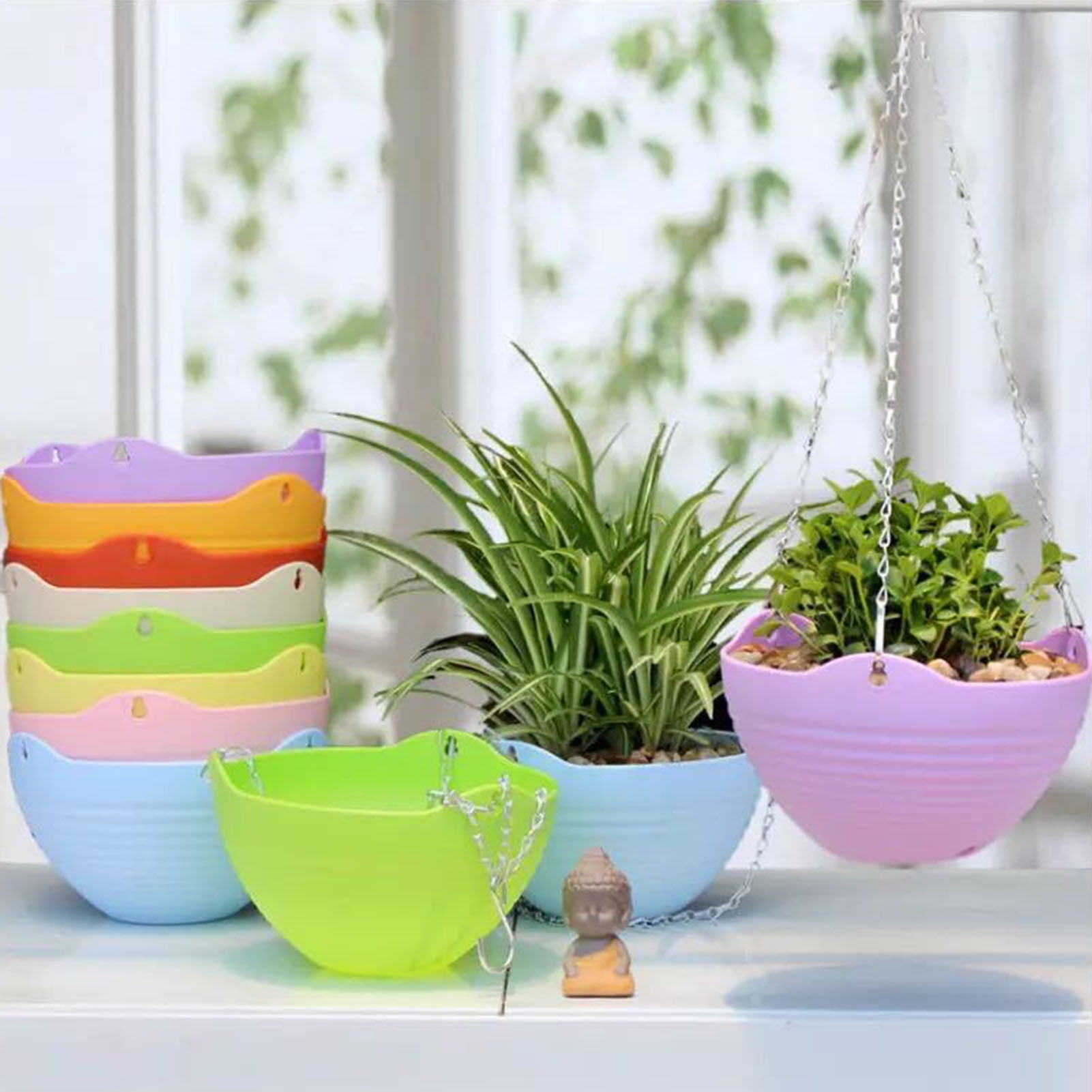 Travelwant Self-Watering Hanging Planter Basket - Indoor Outdoor Flower ...