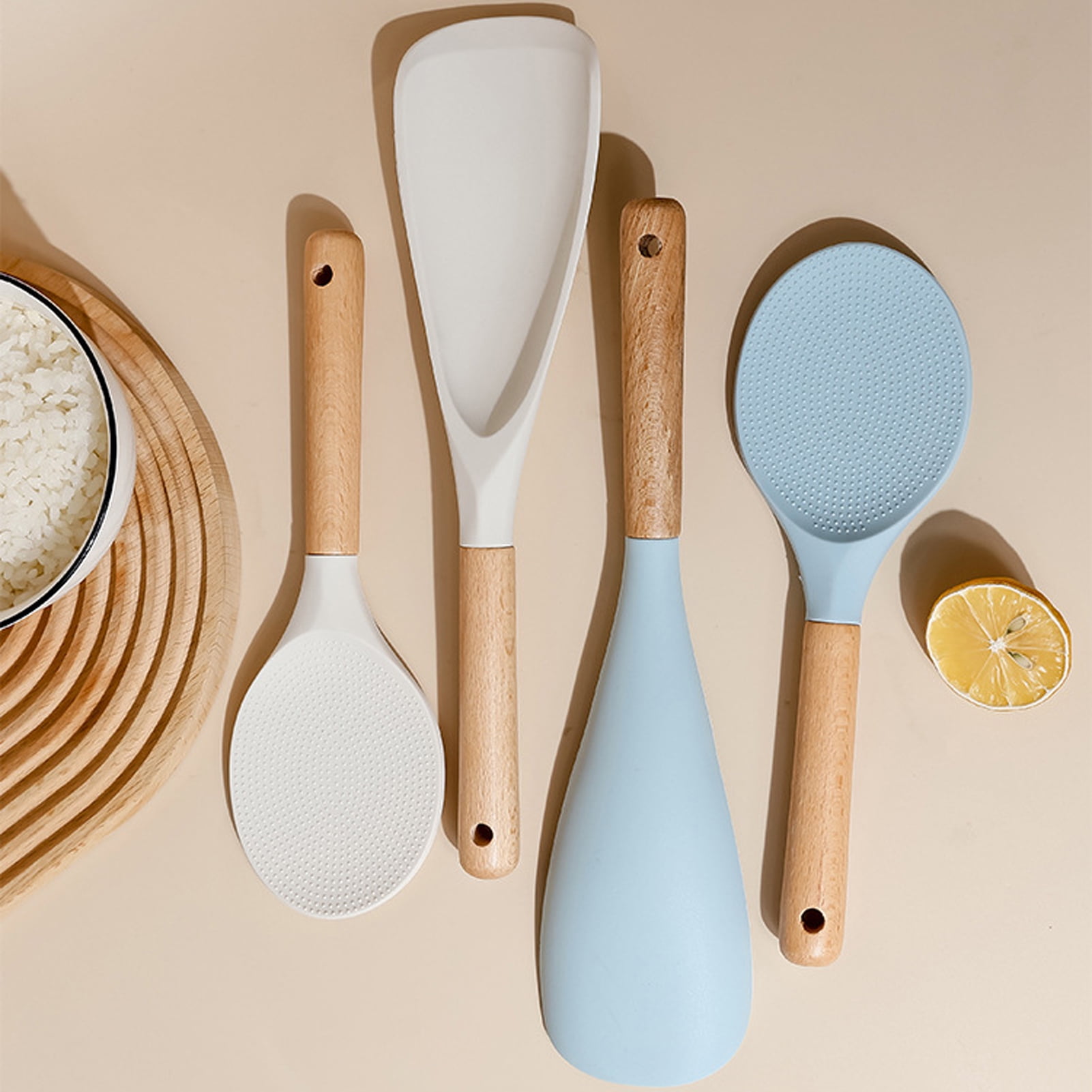 Travelwant Silicone Rice Paddle Spoon Non Stick Heat Resistant Kitchen ...