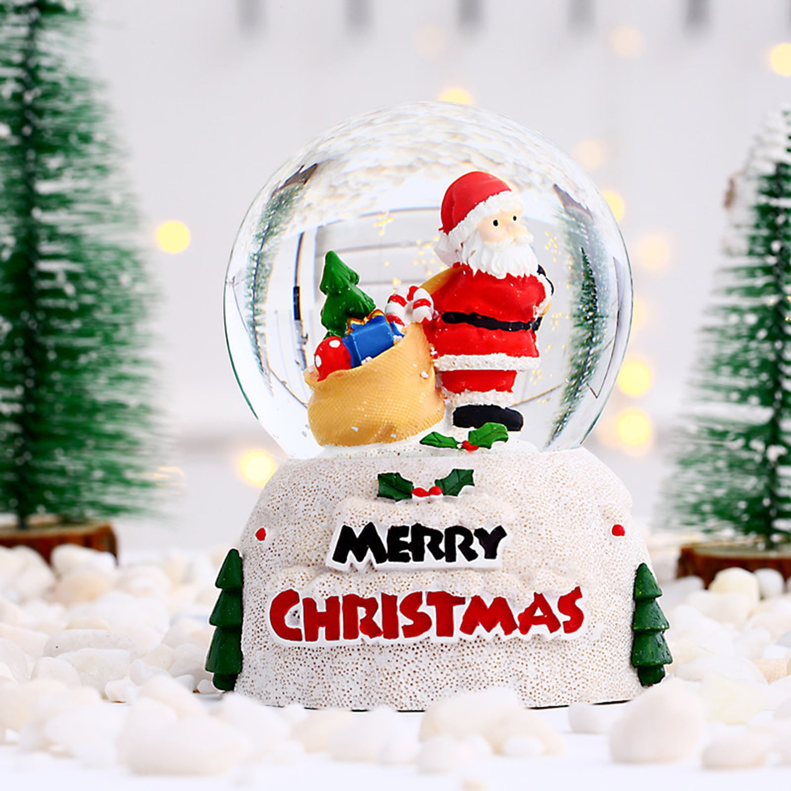 Travelwant Snow Globes Christmas with Music Box, Xmas Lighted Big ...