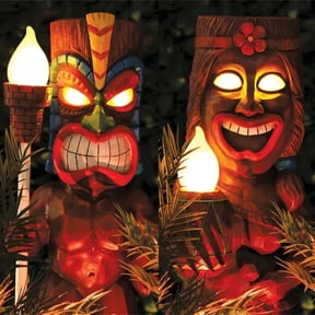 Darware Outdoor Solar Garden Tiki Statues (Set of 3); Lawn & Yard Decor ...
