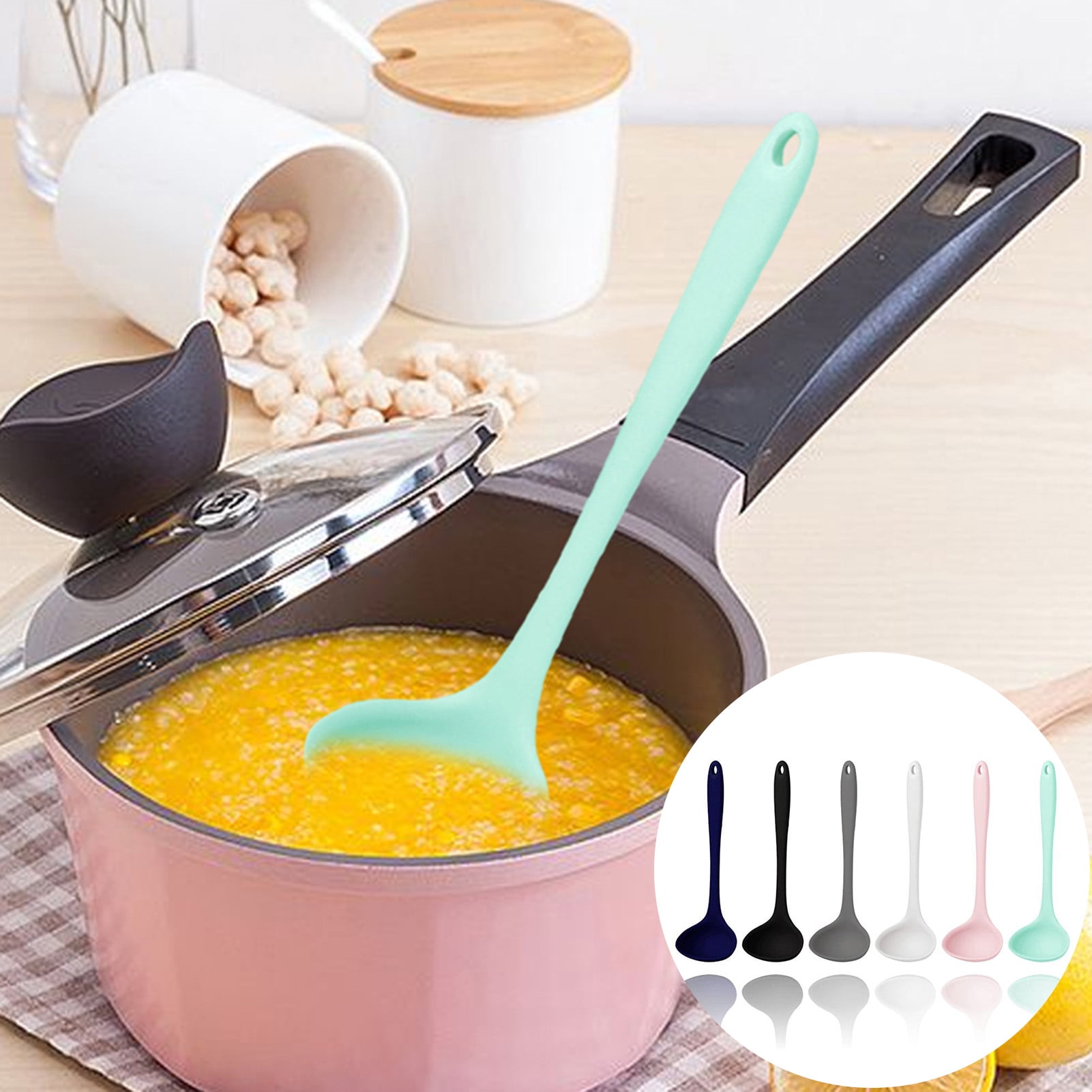 Travelwant Soup Ladle with Comfortable Grip - Silicone Soup Ladle with ...