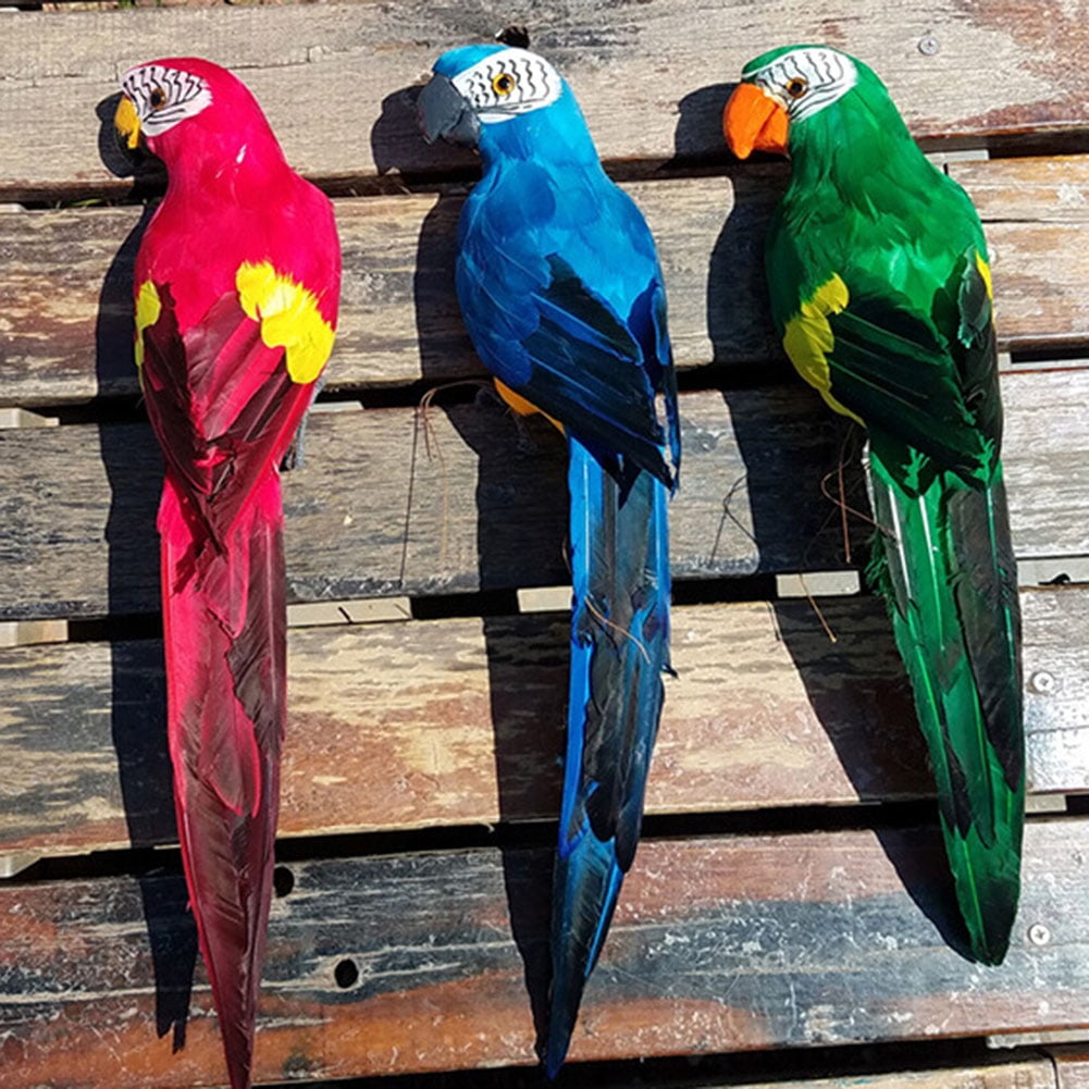 Travelwant Tropical Lifelike Party Green Foam Feather Artificial Parrot ...