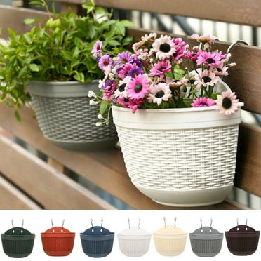 Travelwant Wall and Railing Plastic Pots, Hanging Planters with S Hooks ...