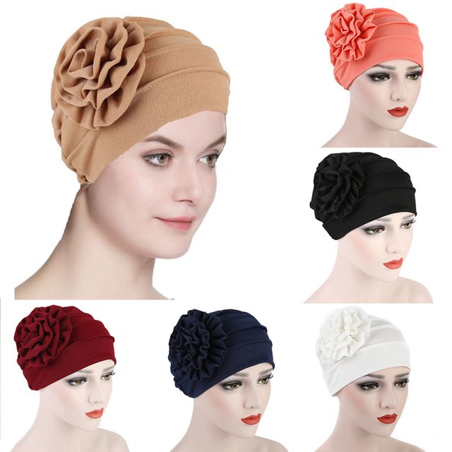 Travelwant Women Lady Girls Side Flower Cap Solid Color Soft Stretch ...