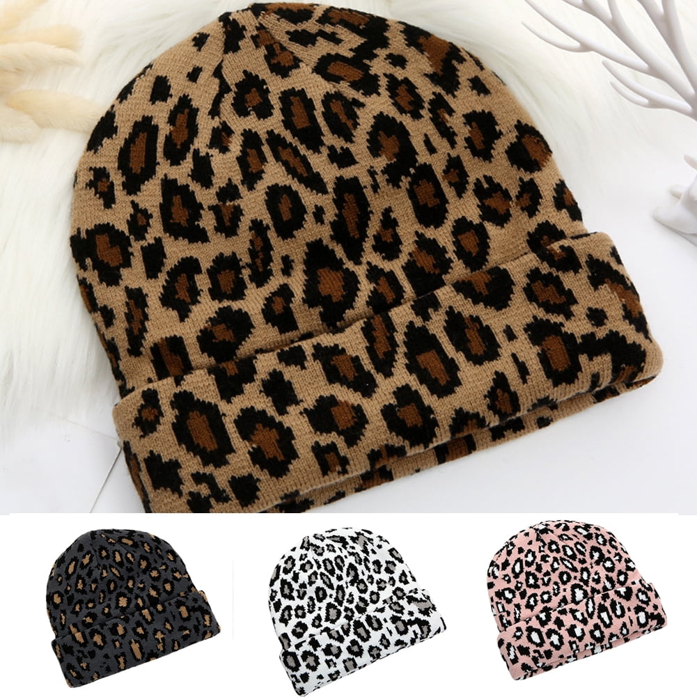 Travelwant Women Men Winter Hats Leopard Print Cuffed Beanie Dome ...