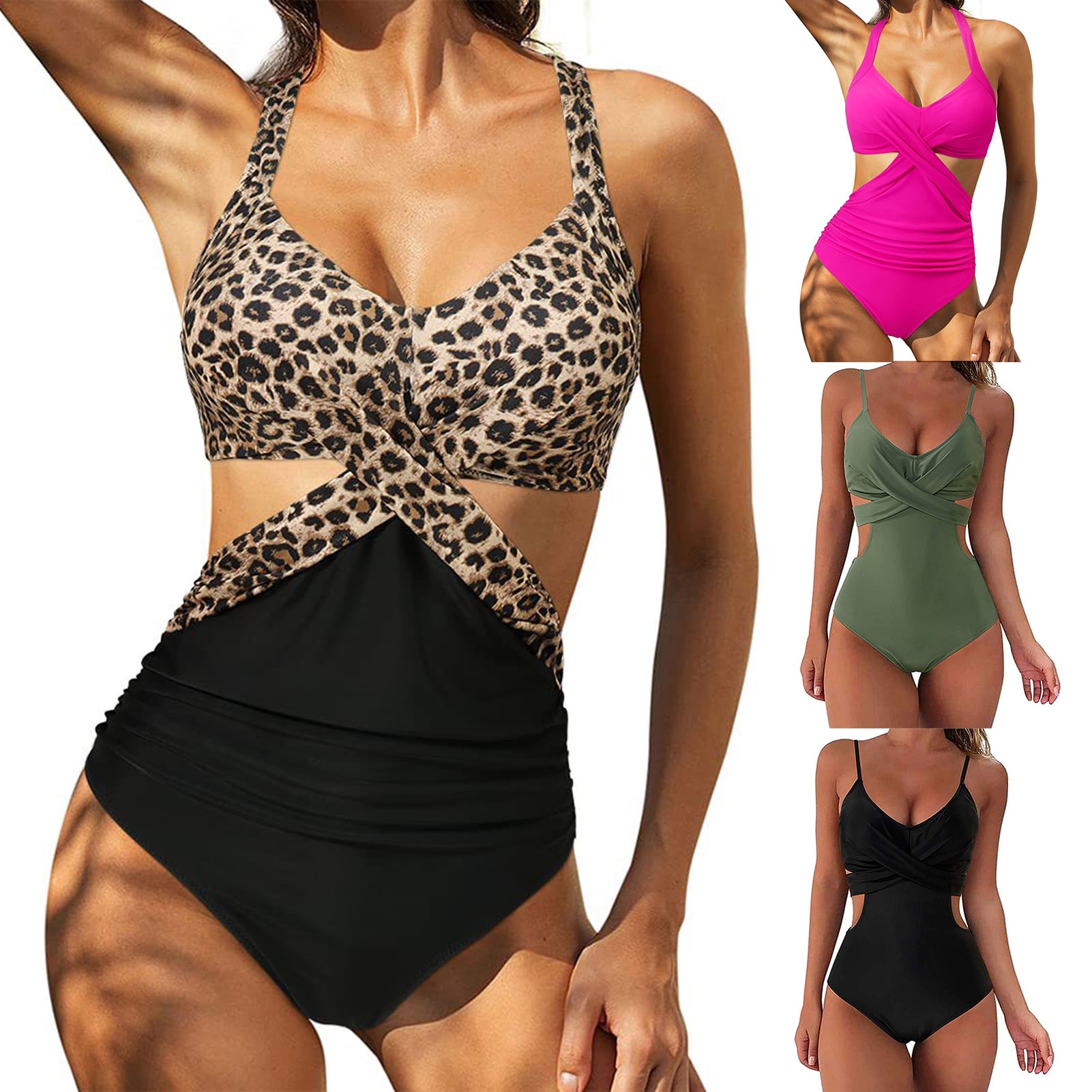 Travelwant Women Tummy Control One Piece Swimsuits Scoop Neck Monokini