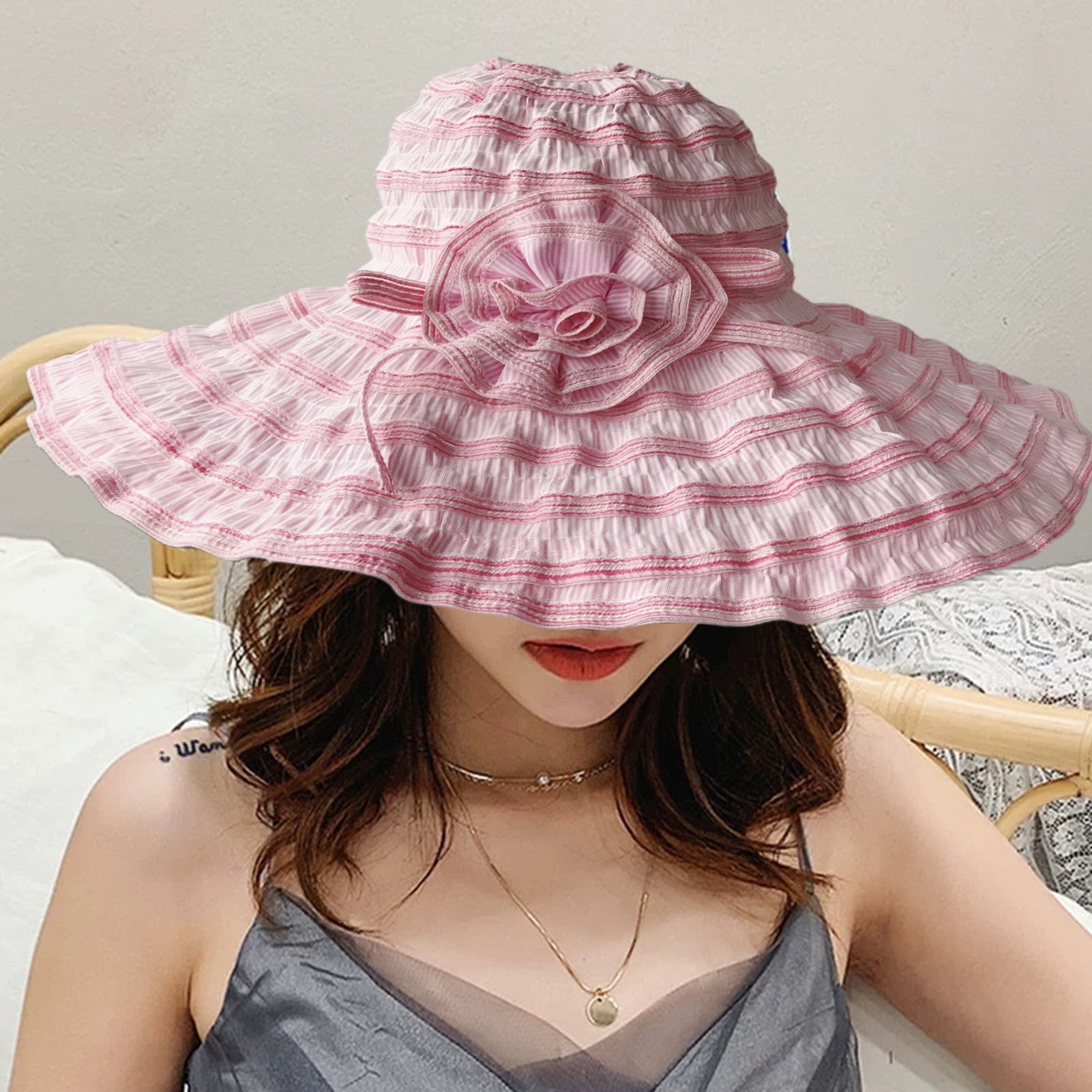 Travelwant Womens Folable Floppy Hat Wide Brim Sun Straw Hat Summer Uv
