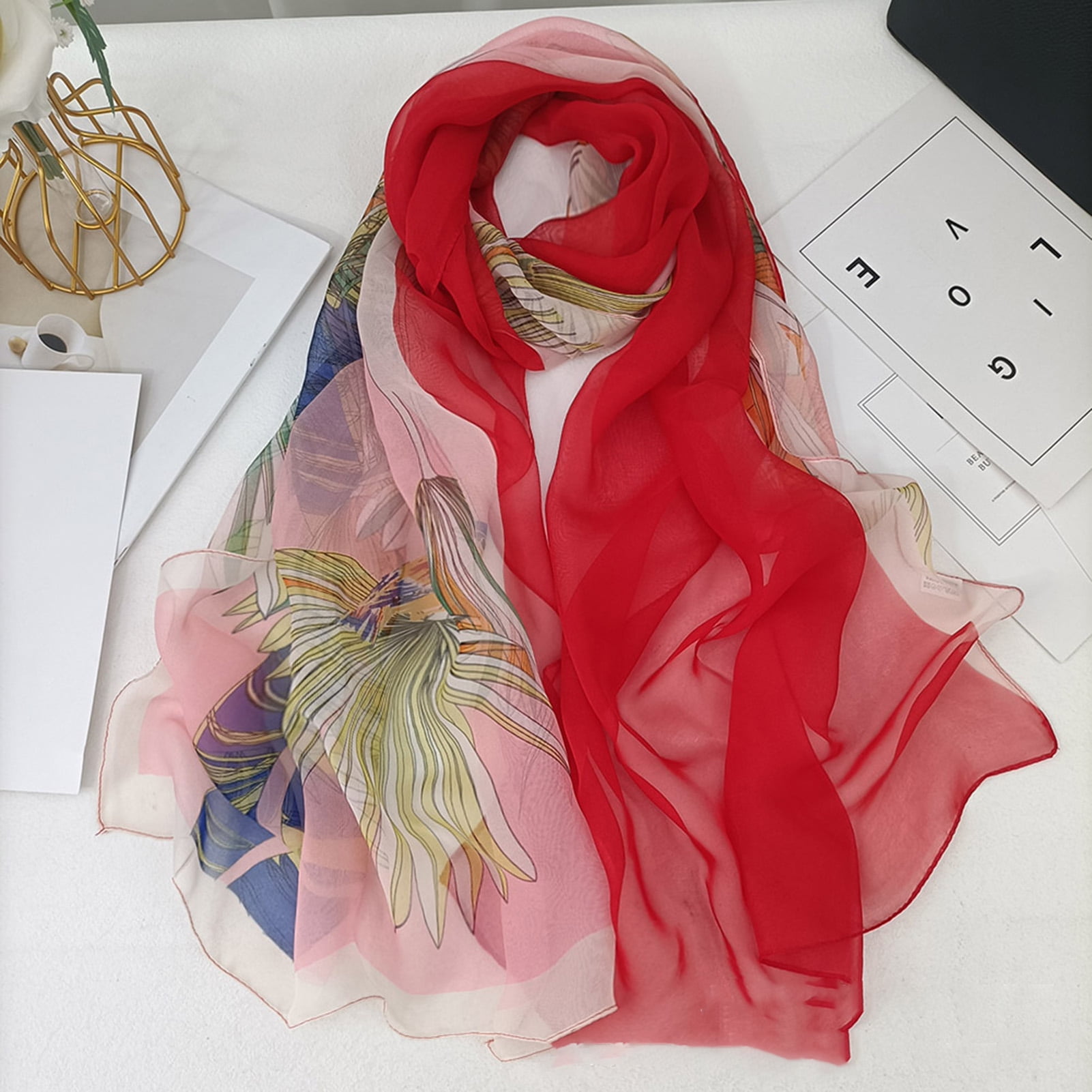 Travelwant Women's Polyester Chiffon Scarf Neck Fashionable Printing ...
