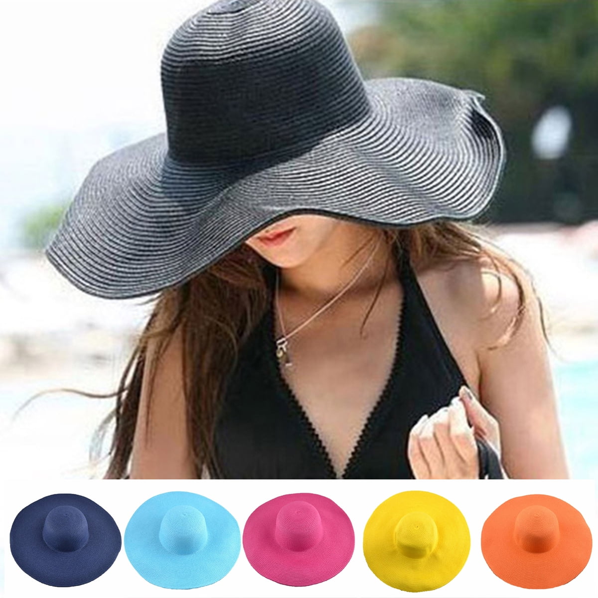 Travelwant Womens Sun Straw Hat Wide Brim Uv Upf 50 Summer Hat Foldable