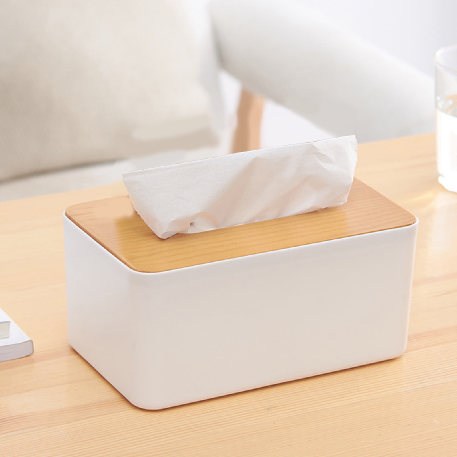 Travelwant Wood Tissue Box Cover for Disposable Paper Facial Tissues ...
