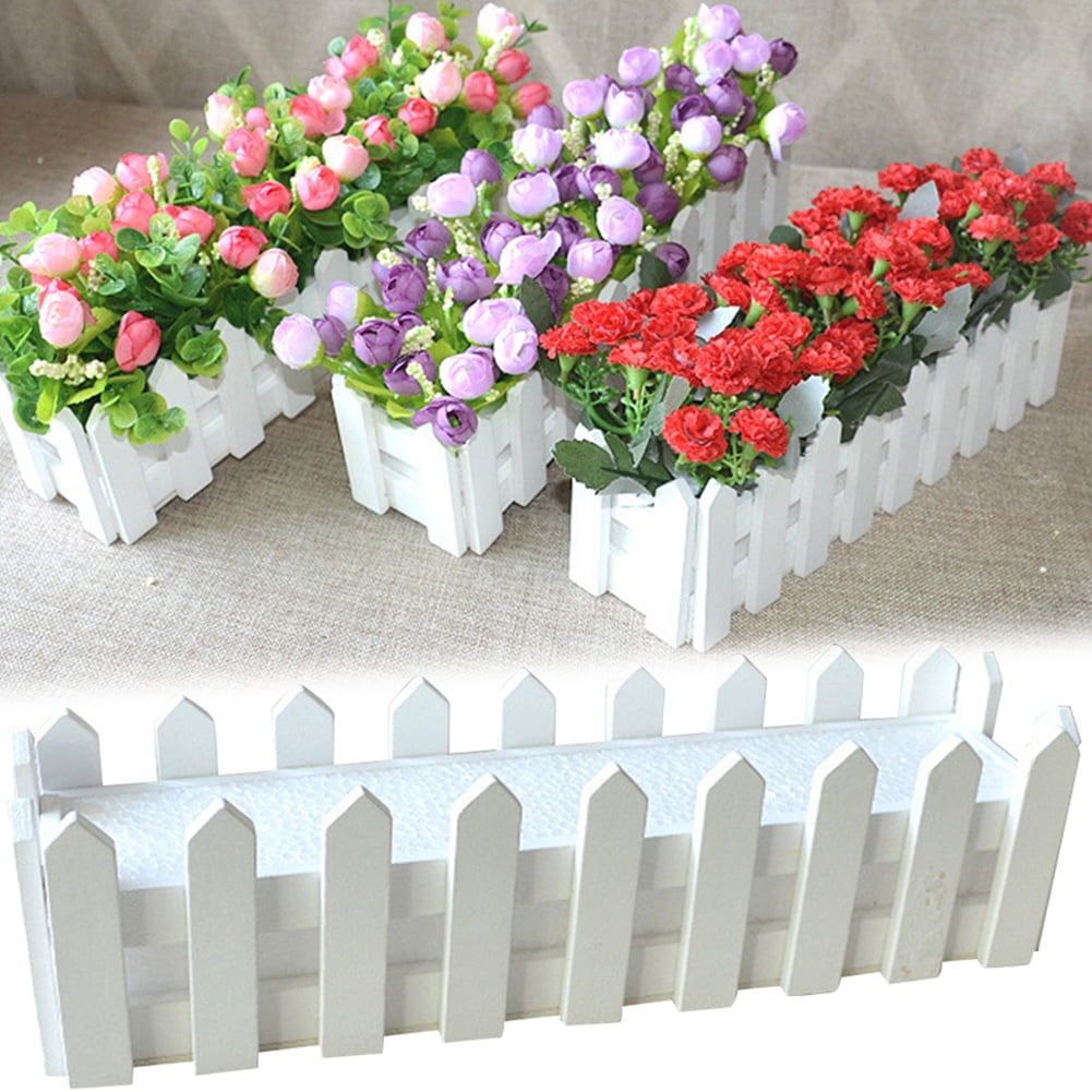 "Travelwant Wooden Picket Fence Flower Box, Mini Planter Window Box ...