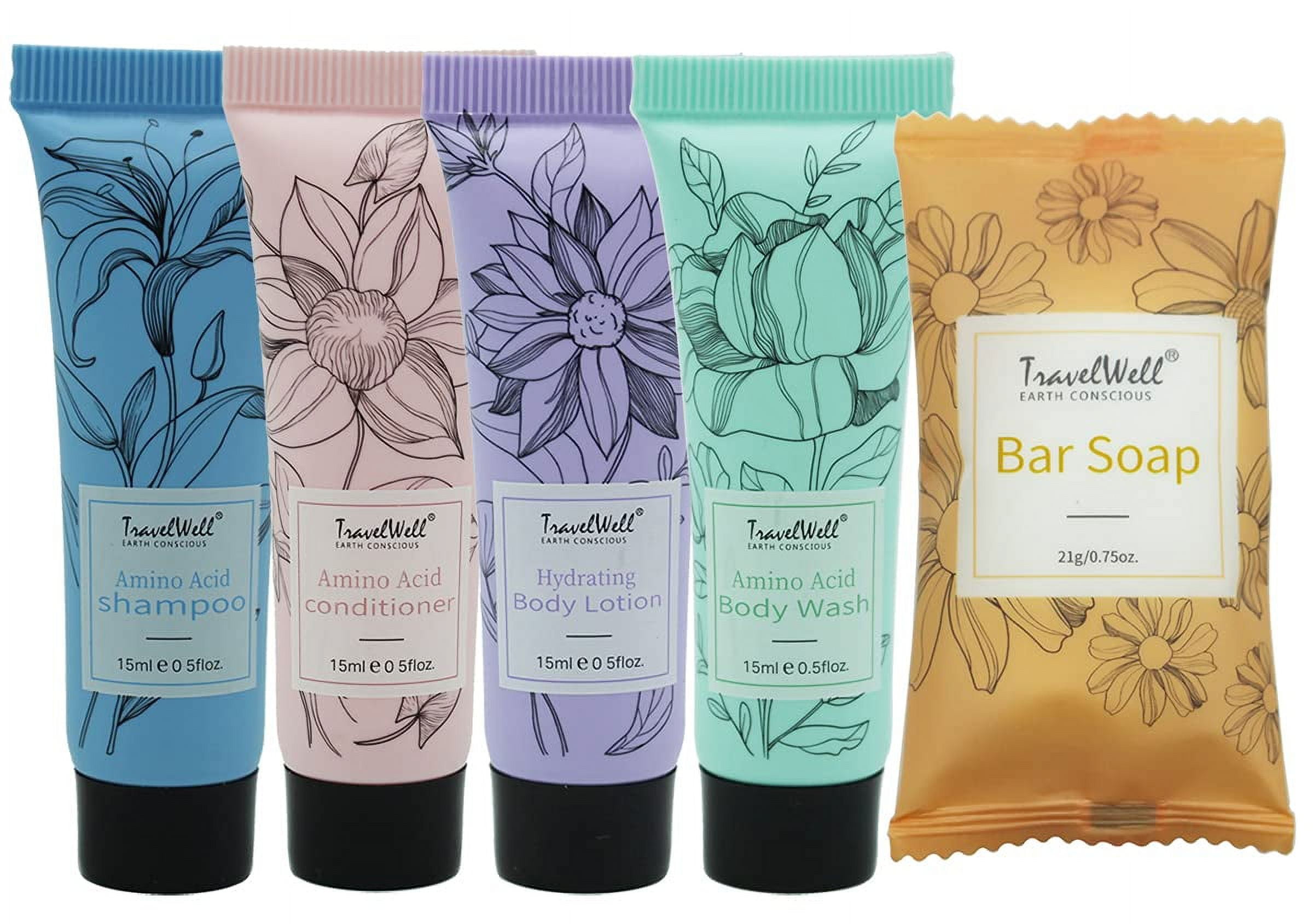 Travelwell Flower Series Individually ZS23 Wrapped 15ml/0.5 Fl Oz Shampoo Conditioner Body Wash ...