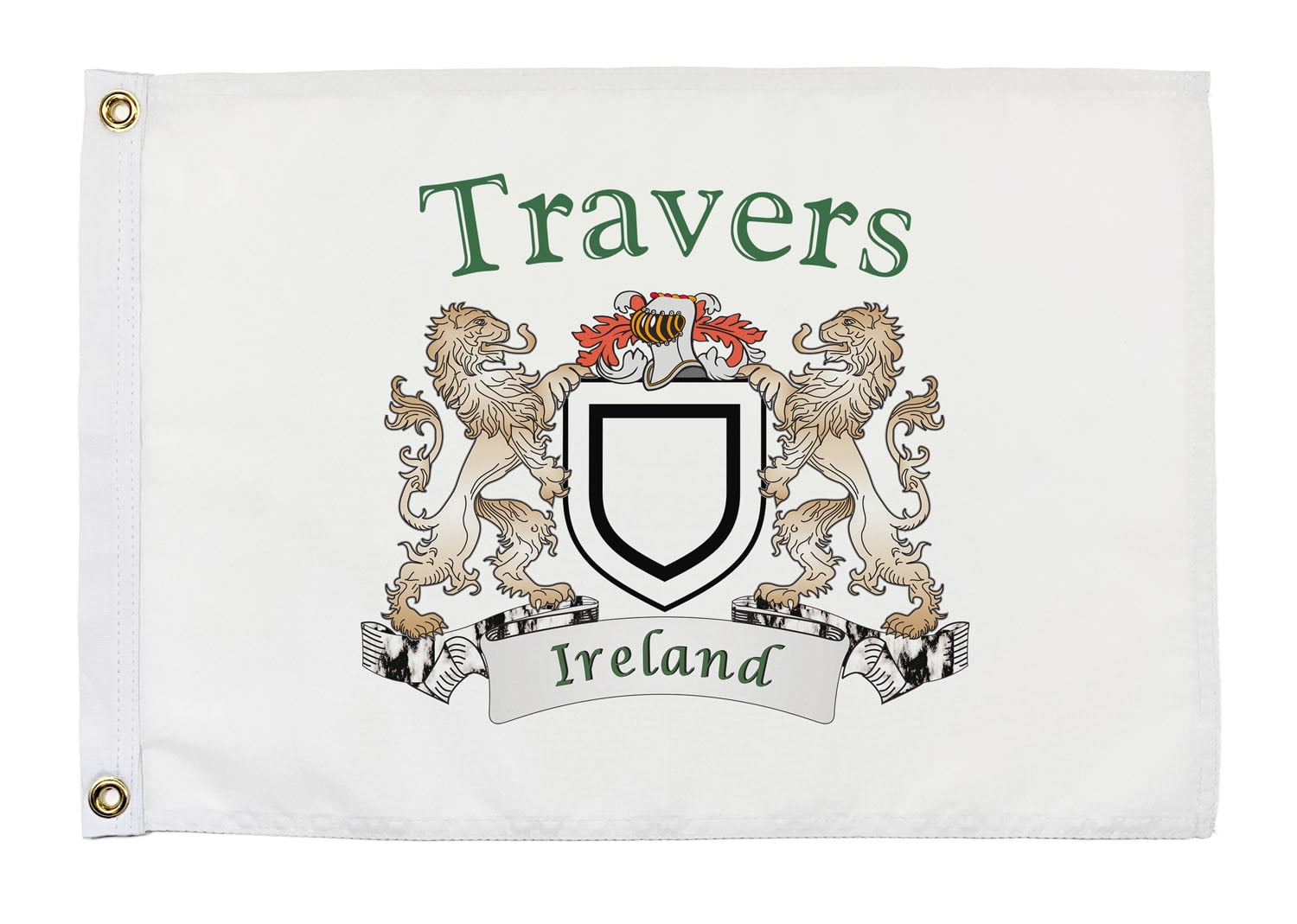 Travers Irish Coat of Arms Small White Flag - 16"x10.5" inches ...