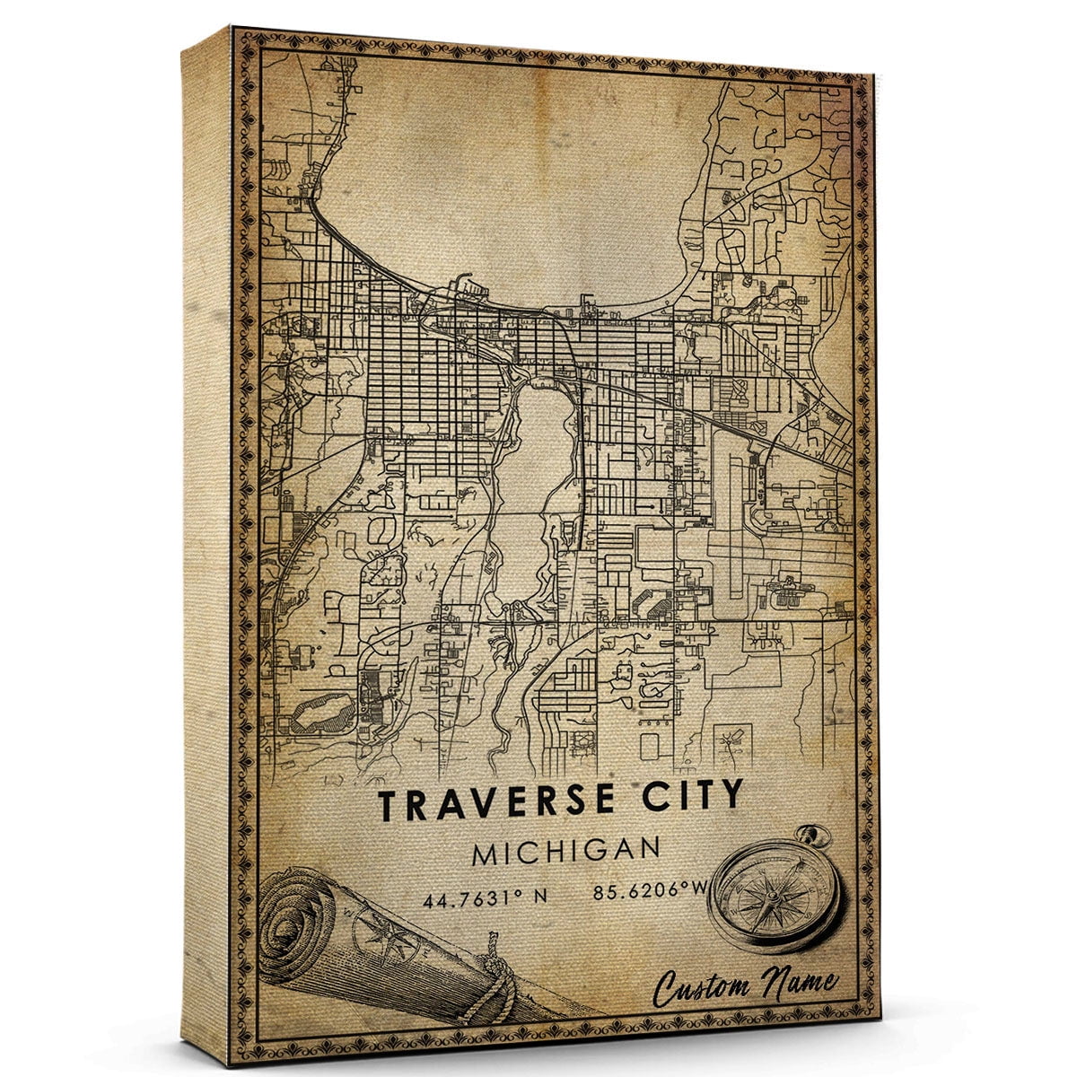 Traverse City Map Poster, Michigan Map Art Poster, Canvas, Traverse ...