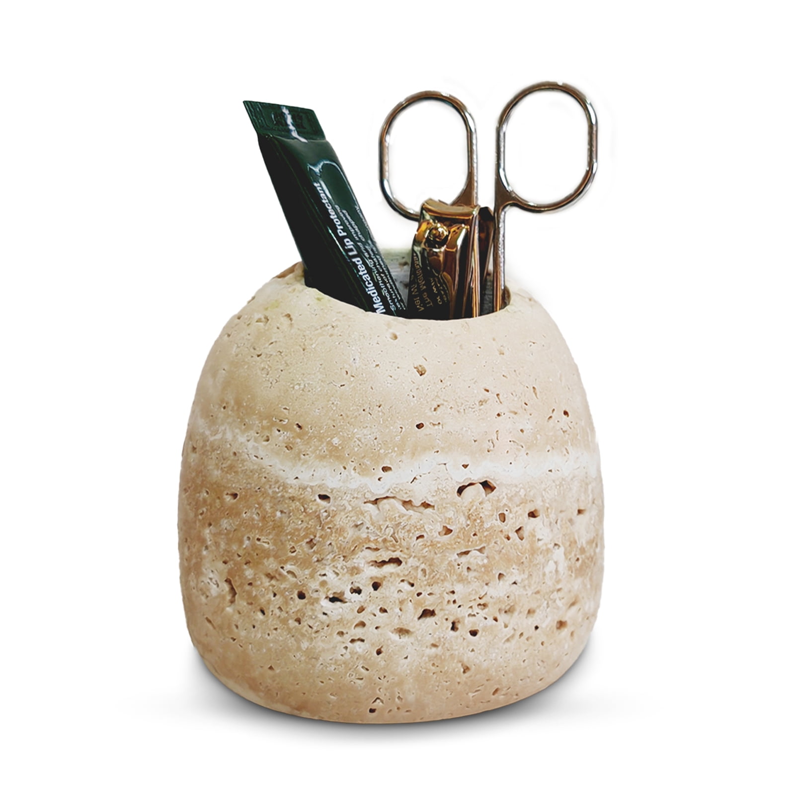 Travertine Match and Toothpick Holder Cute Beige Multi-Purpose Storage ...