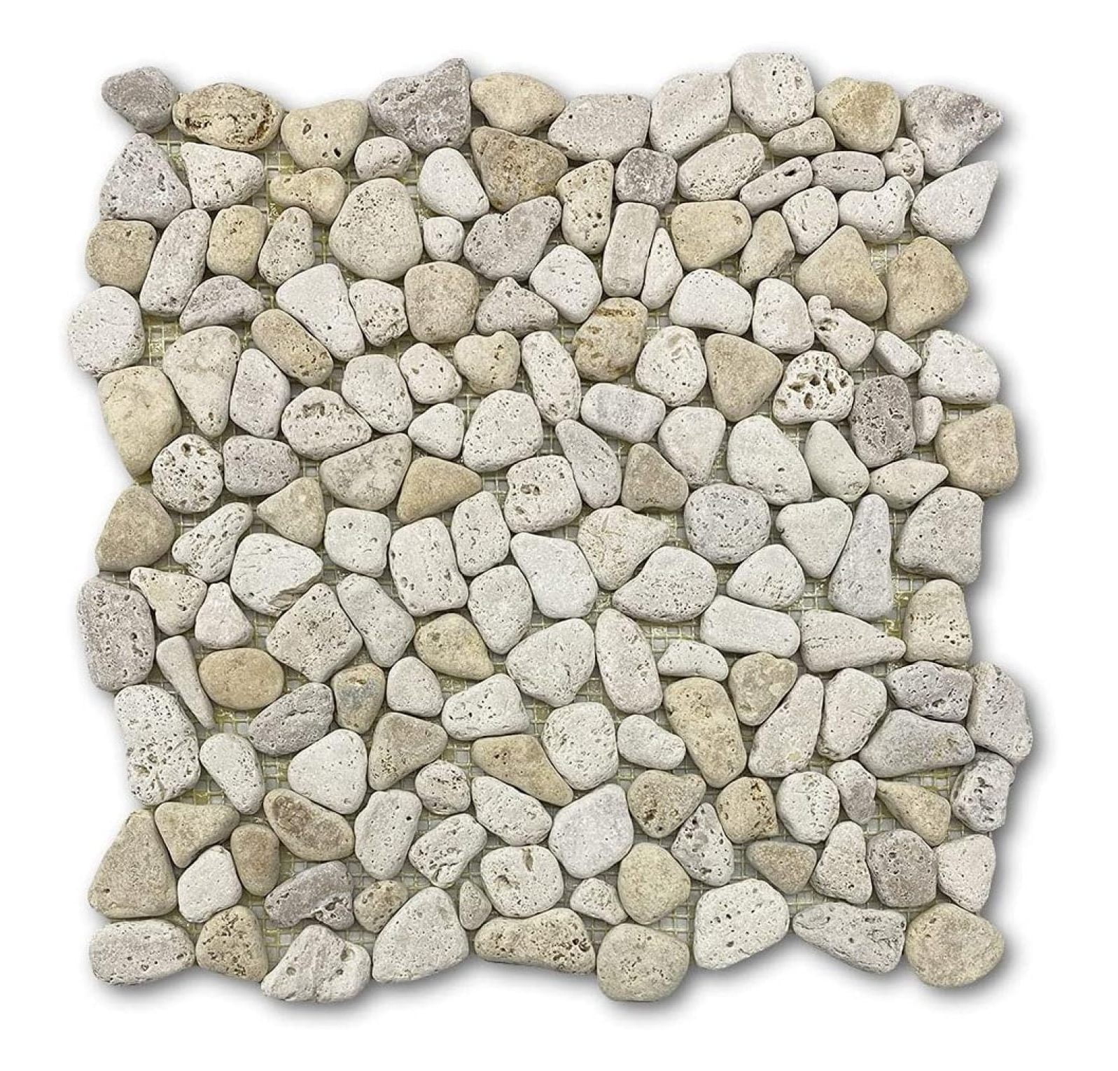 Travertine Mix Giallo Marble River Rocks Pebble Stone Mosaic Tile ...
