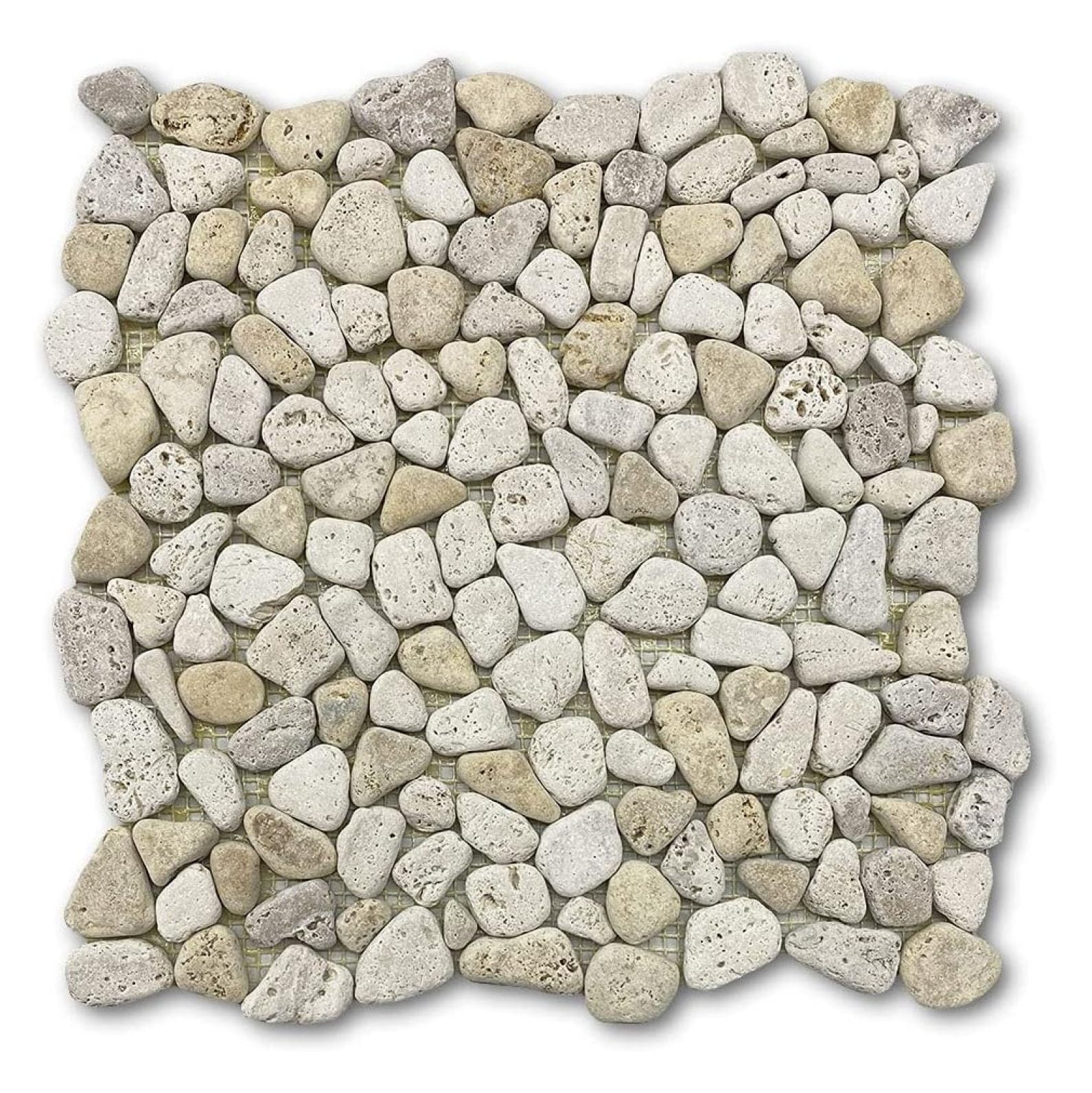 Travertine Mix Giallo Marble River Rocks Pebble Stone Mosaic Tile ...