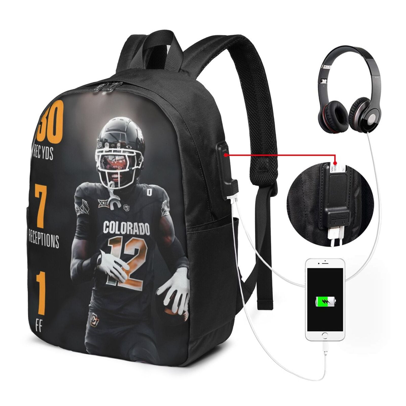 Travis Hunter Custom Laptop Backpack, Football Team Logo Fan Backpack ...