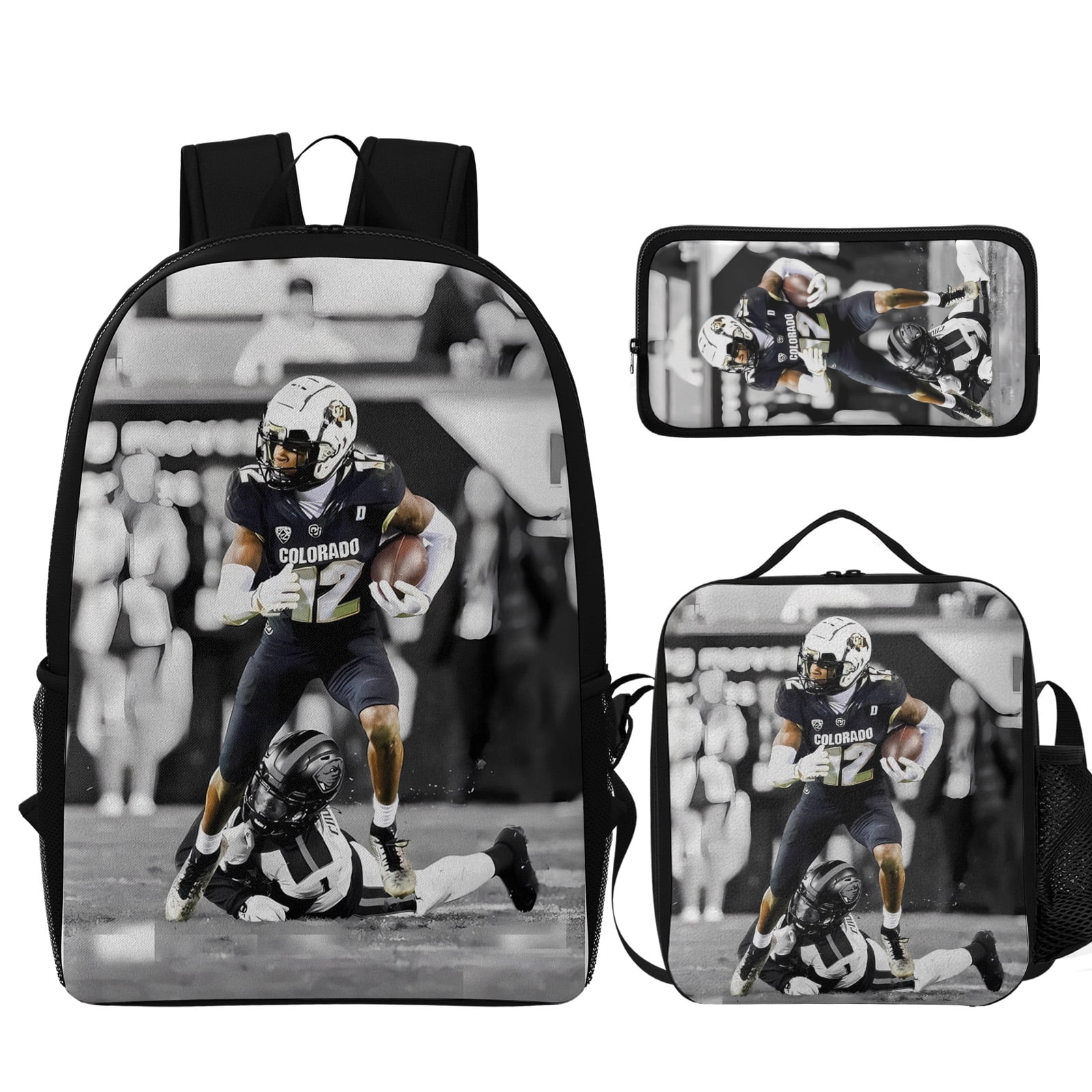Travis_Hunter Three piece backpack set for youth lunch bag pencil case ...