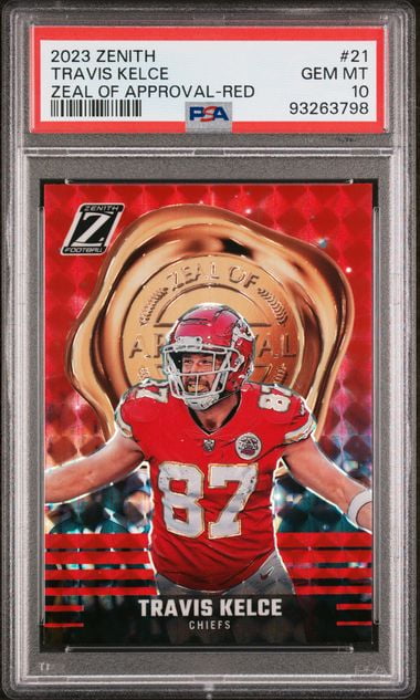 Travis Kelce 2023 Panini Zenith Zeal of Approval Red Card #21 Graded ...