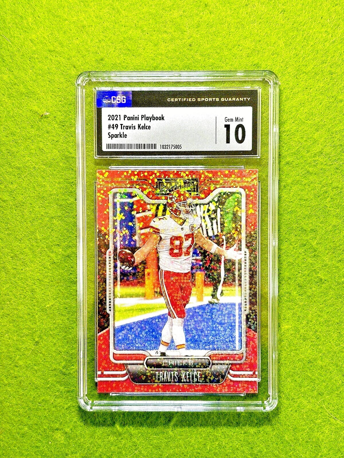 Travis Kelce CSG 10 Gem Mint POP 1/1 WHITE SPARKLE PRIZM SSP Card 2021 ...